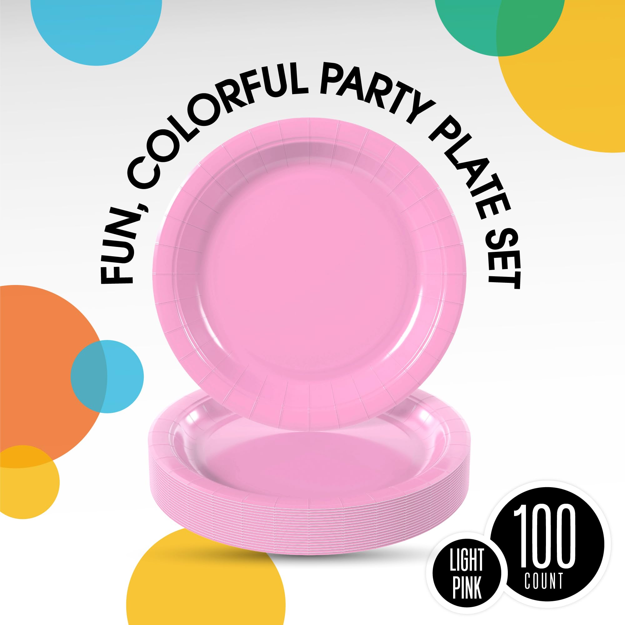 Bulk 9" Pink Paper Plates - 100 Ct.