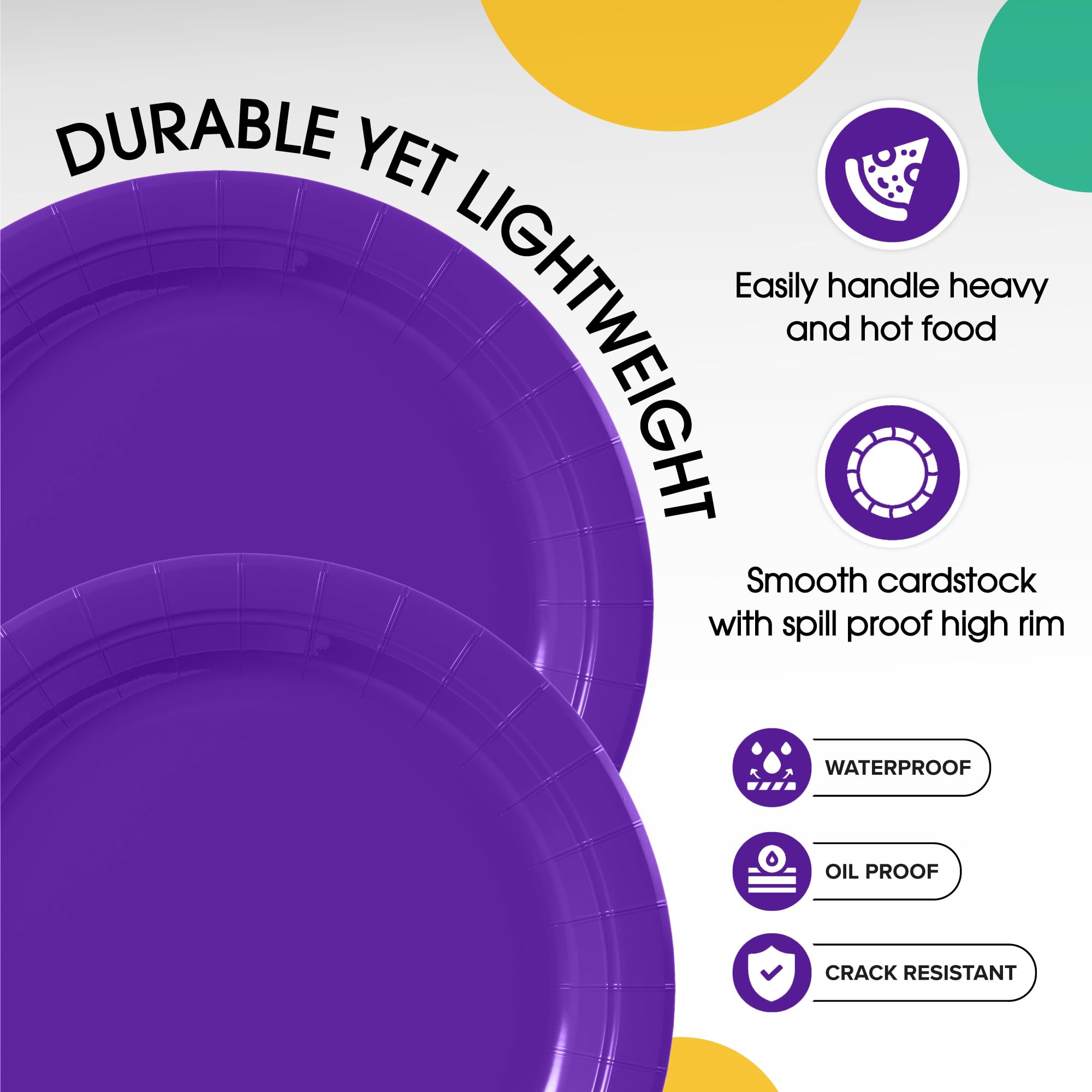 Bulk 9" Purple Paper Plates - 100 Ct.