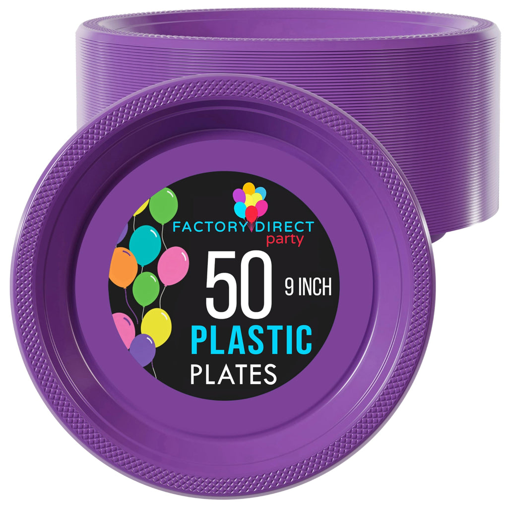 9 in. Purple Plastic Plates 50 Ct.