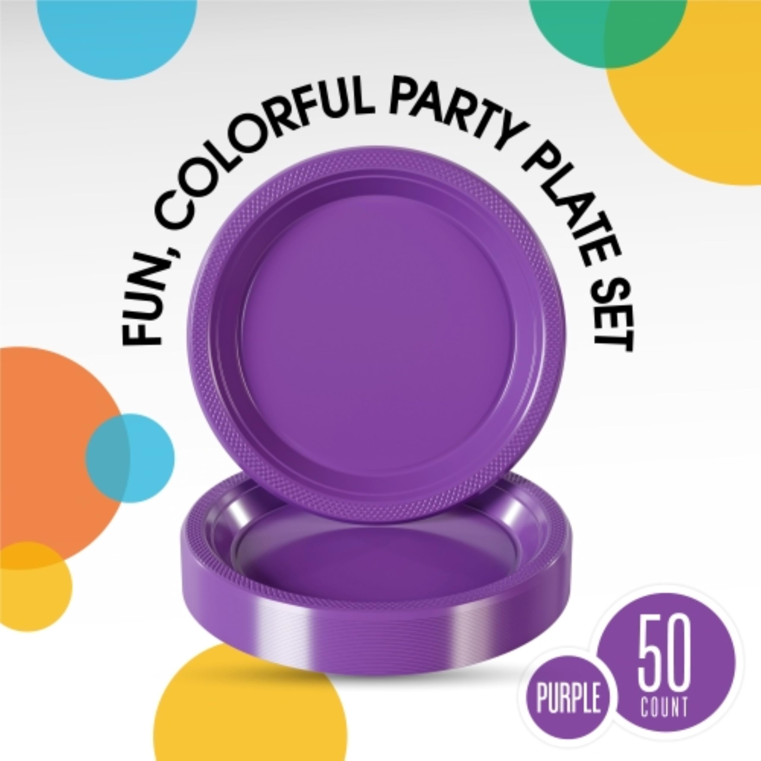 9 in. Purple Plastic Plates 50 Ct.