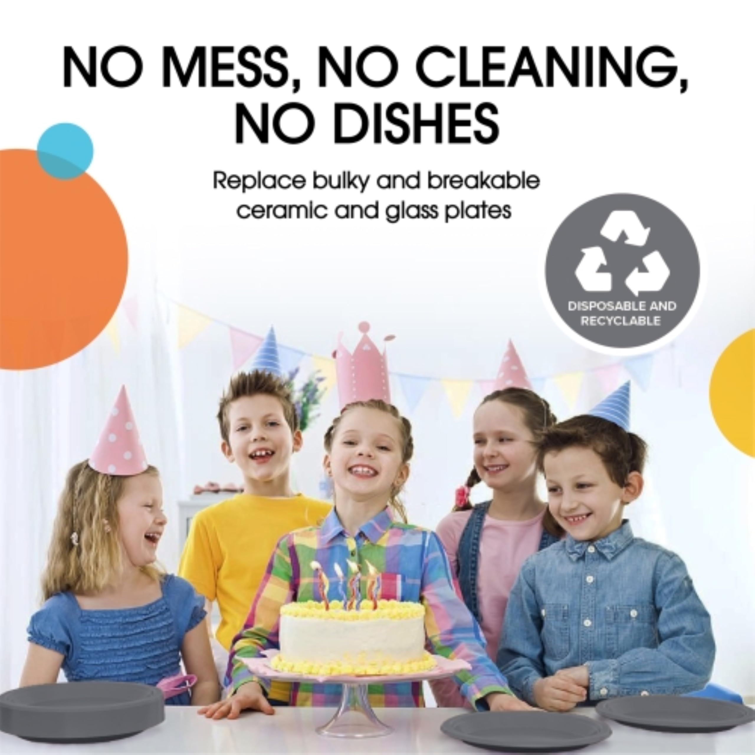 9in. Silver bulk pack plastic plates 50 Ct.