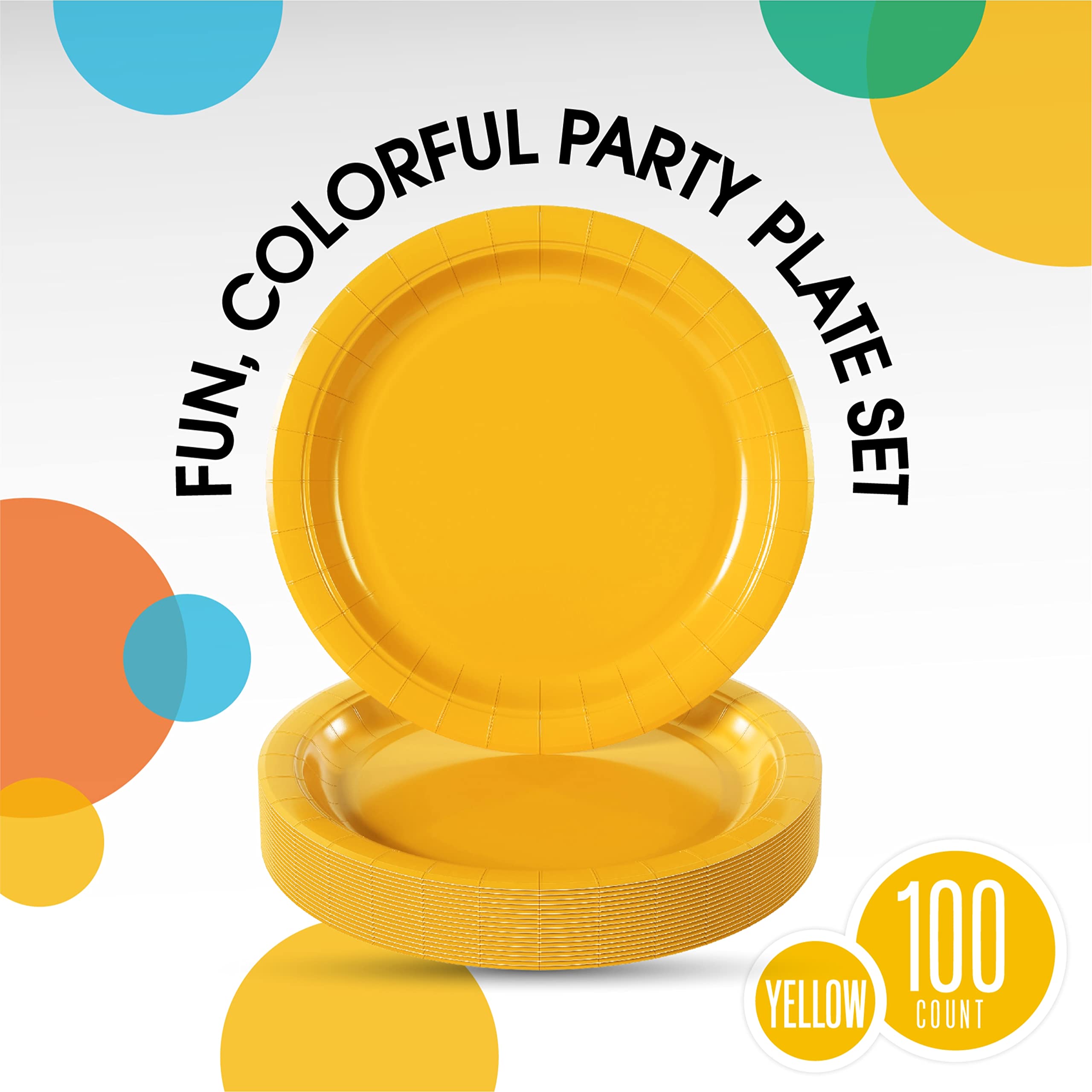 Bulk 9" Yellow Paper Plates - 100 Ct.