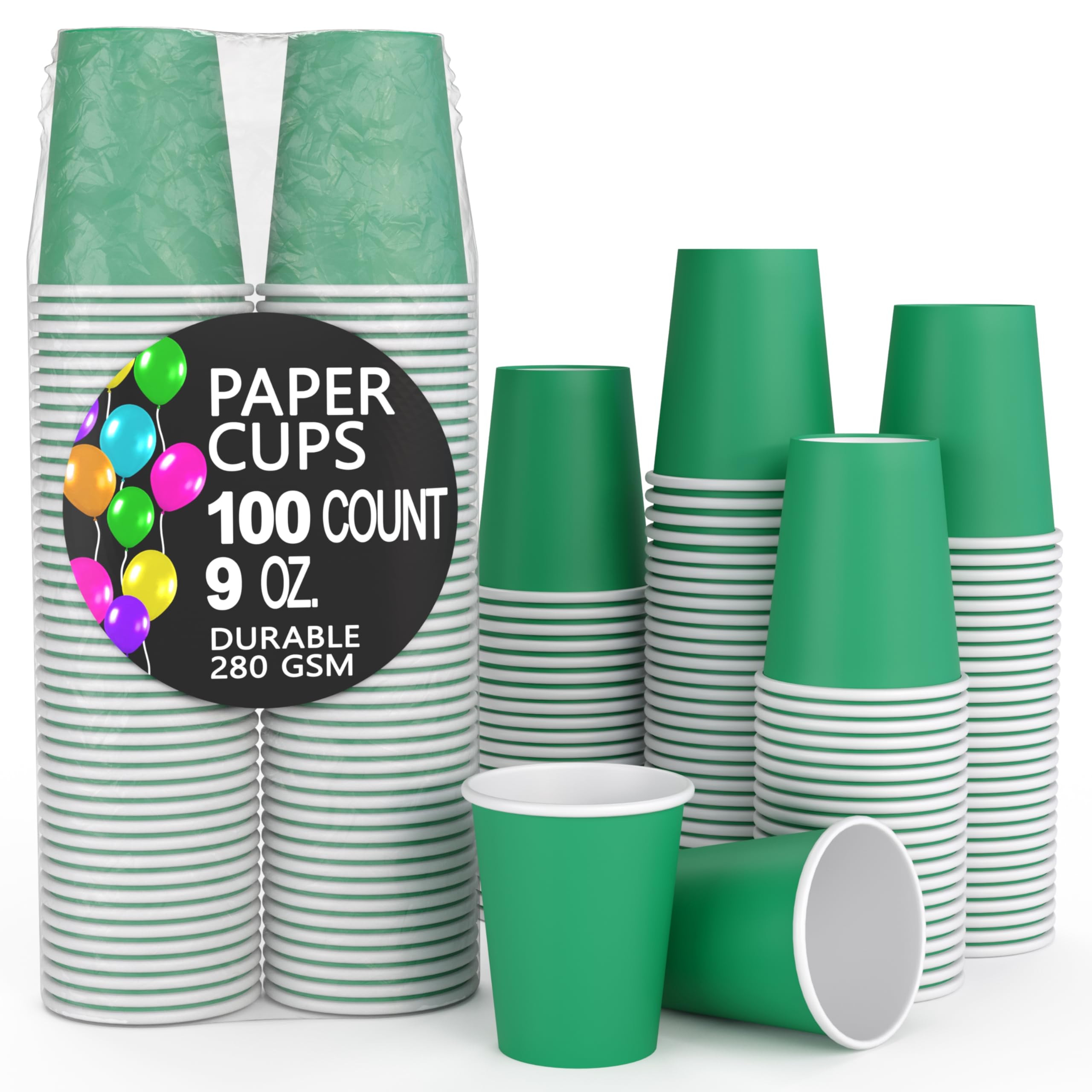 Bulk emerald green paper cups 100 ct.