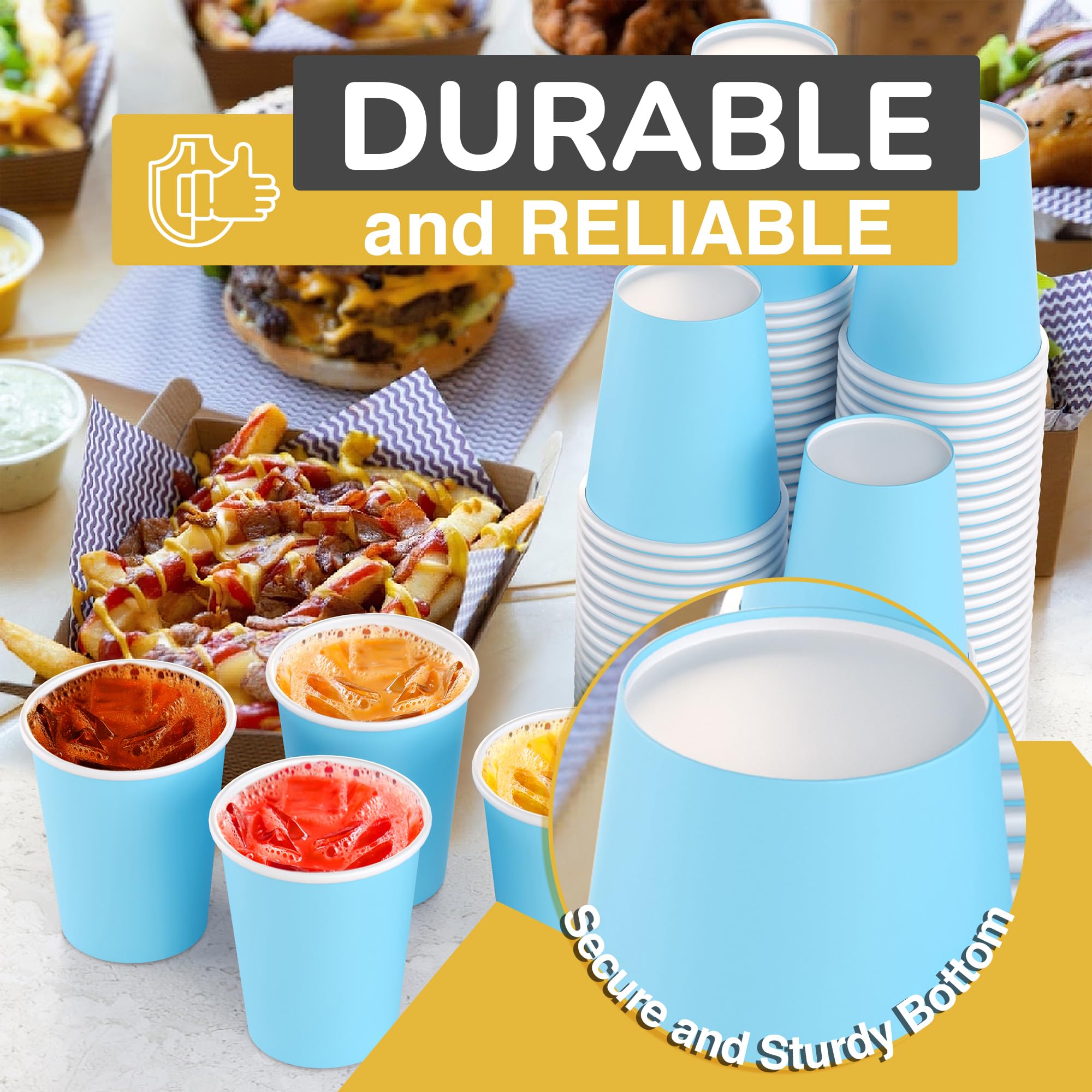 Bulk light blue paper cups 100 ct.