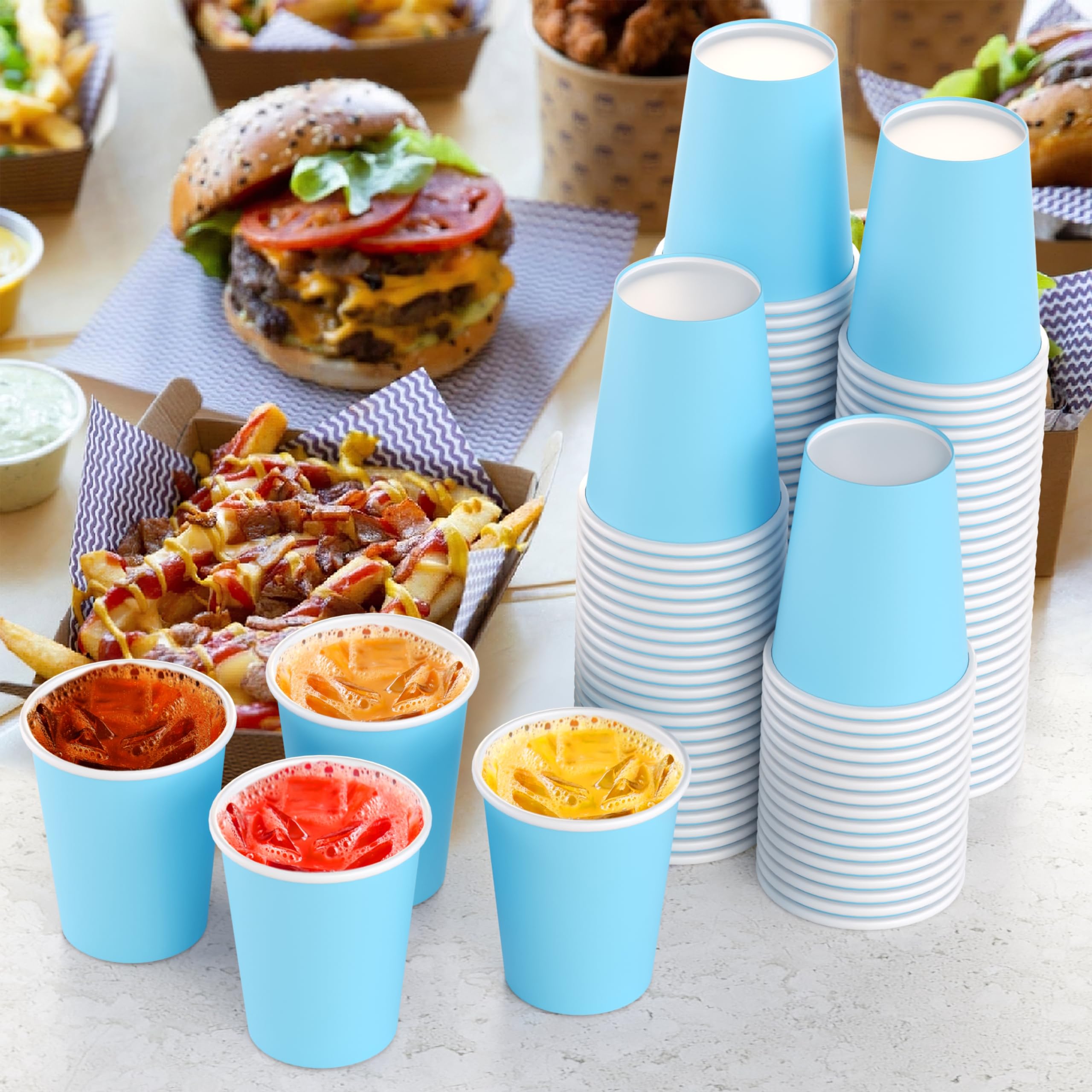 Bulk light blue paper cups 100 ct.