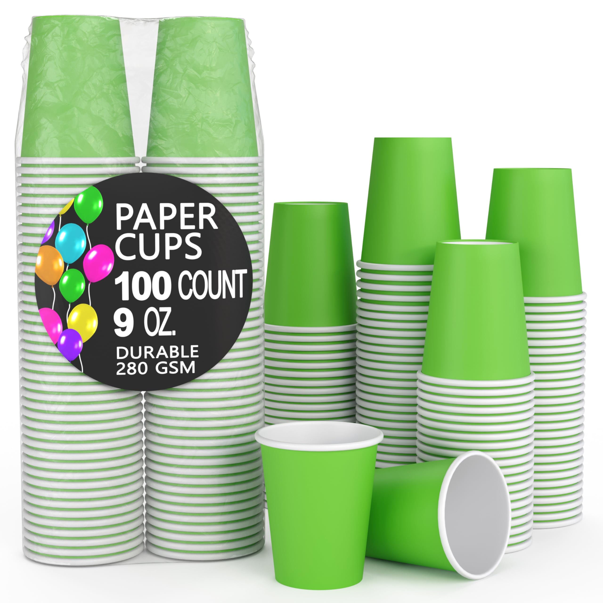 Bulk lime green paper cups 100 ct.