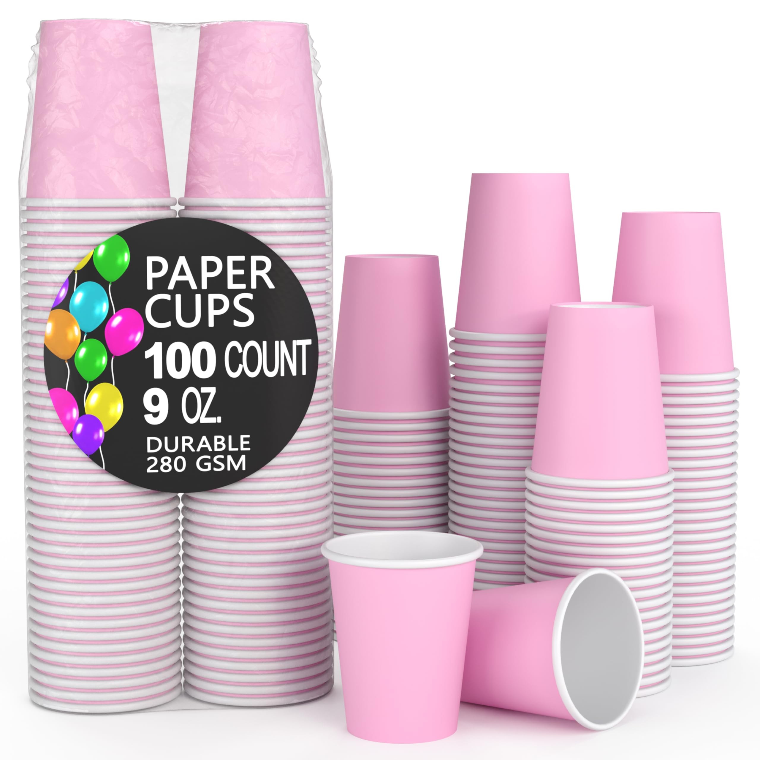 Bulk pink paper cups 100 ct.