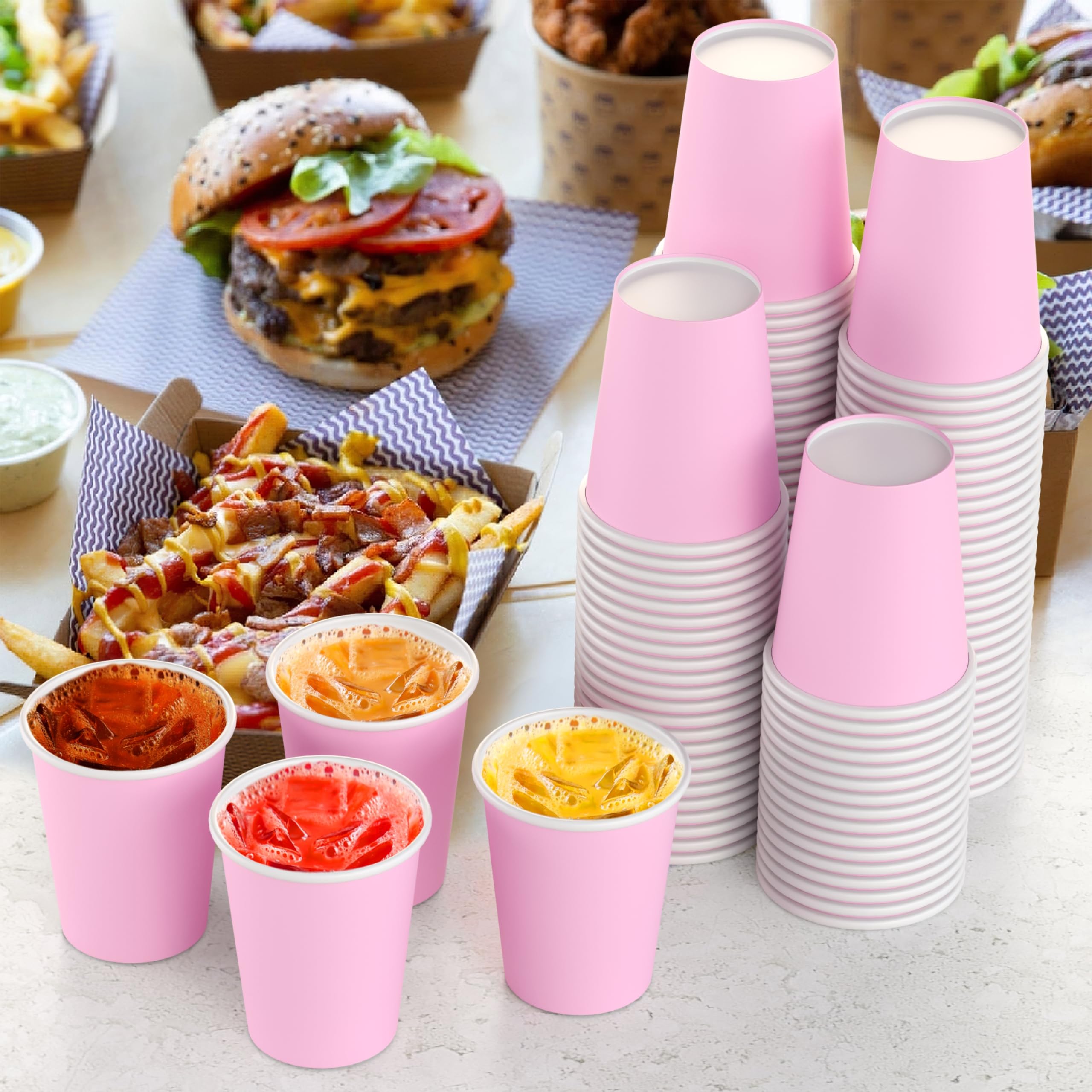 Bulk pink paper cups 100 ct.