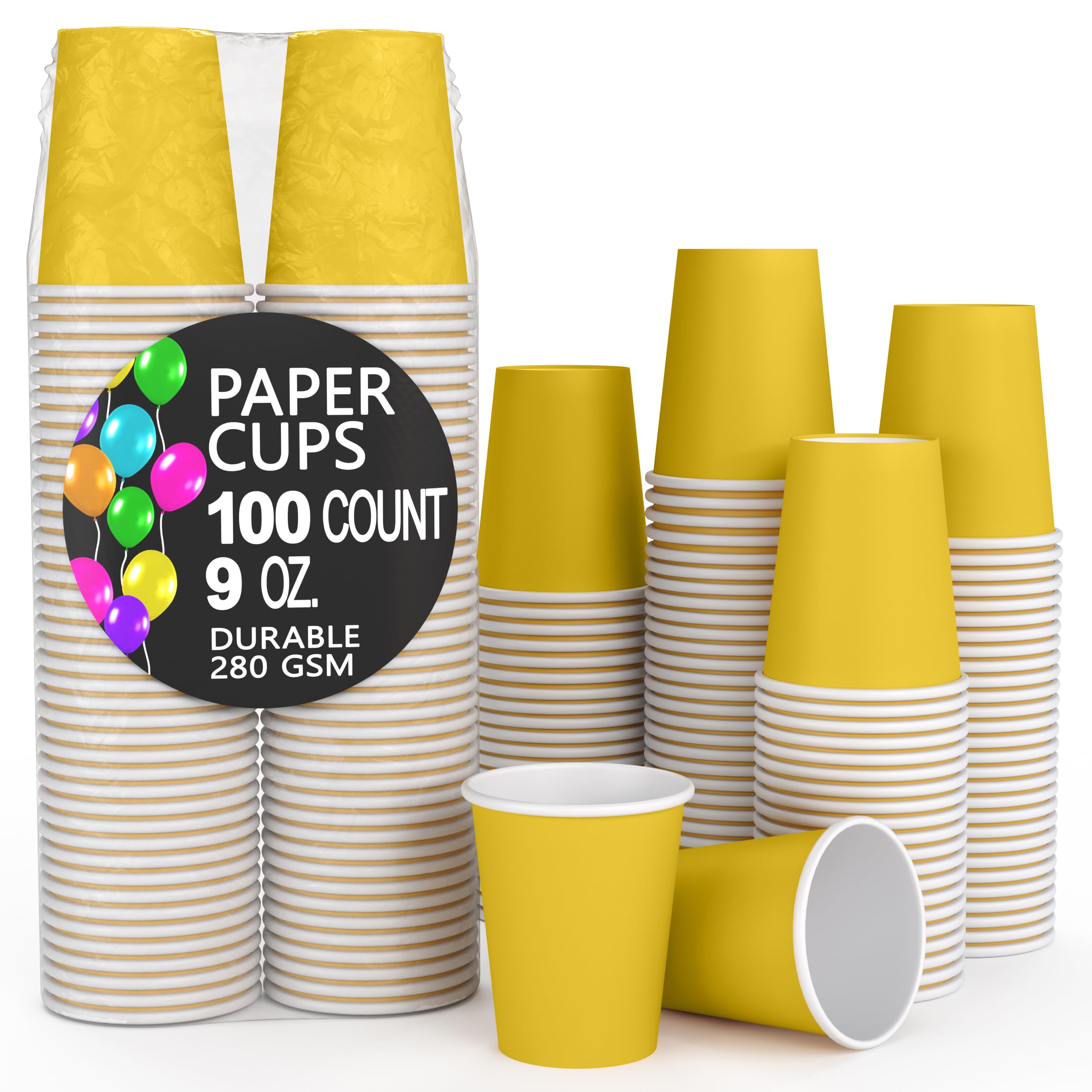 Bulk yellow paper cups 100 ct.