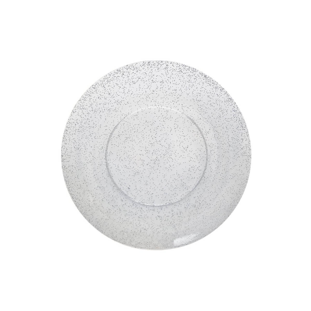8 In. Silver Sparkle Design Plastic Plates - 10 Count