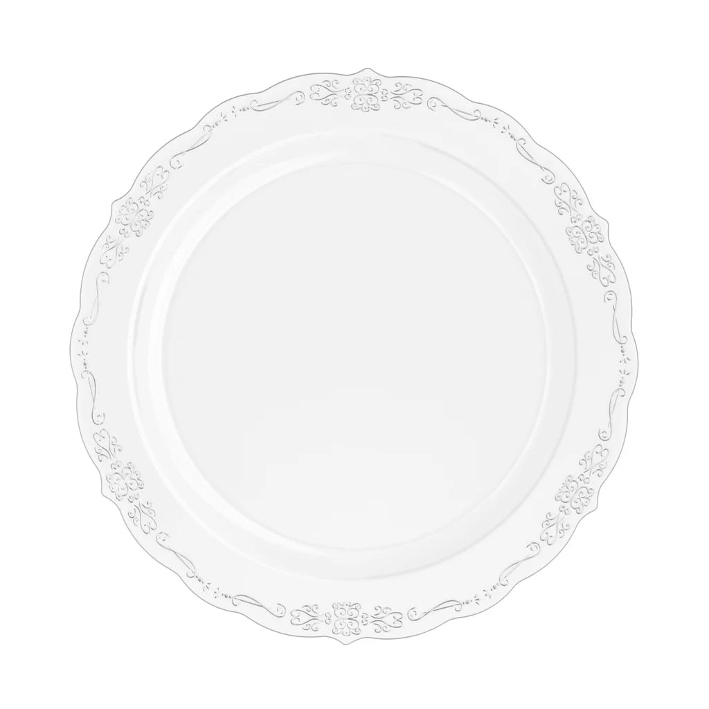 Stunning Upscale wedding party 10" Clear Victorian Design Plates