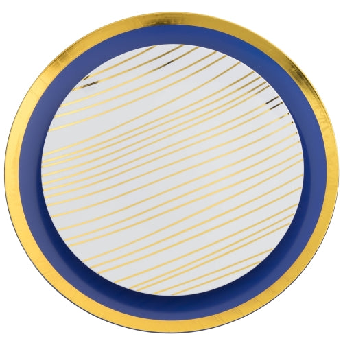 40 Ct. Elegant Blue/Gold Plastic Plates Factory Direct Party