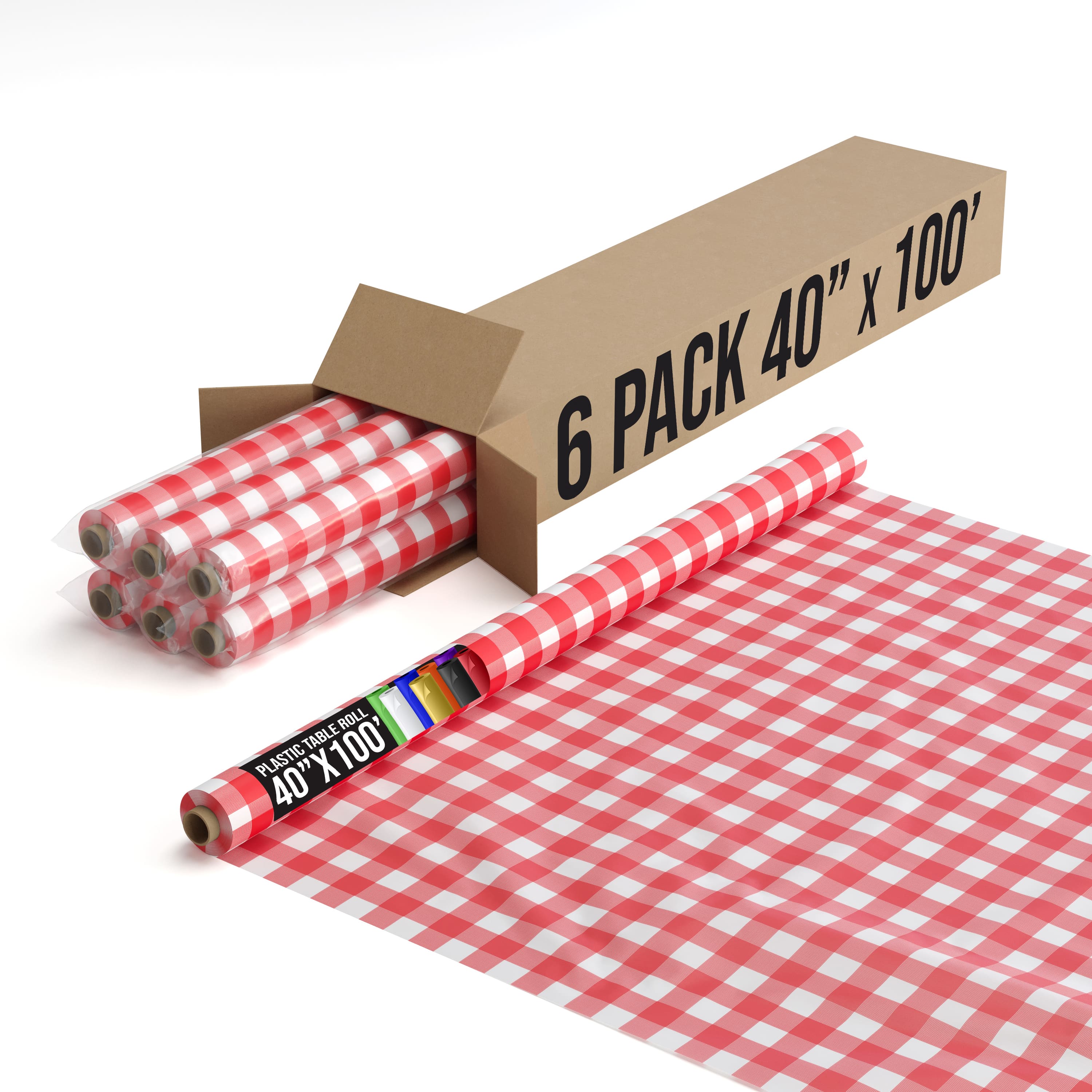 40 In. x 100 Ft. Red Gingham Table Roll | Case of 6