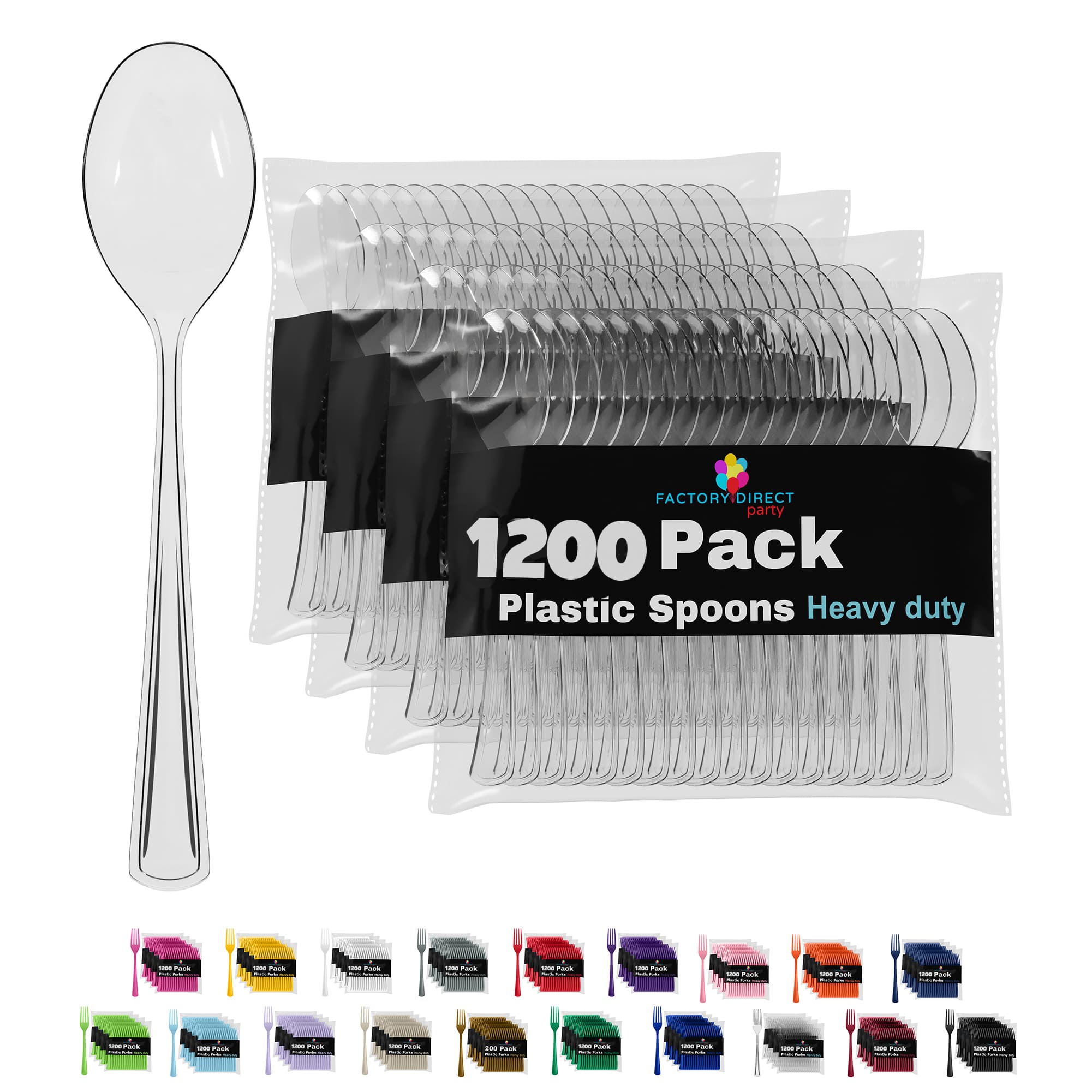 Heavy Duty Clear Plastic Spoons | Case of 1200