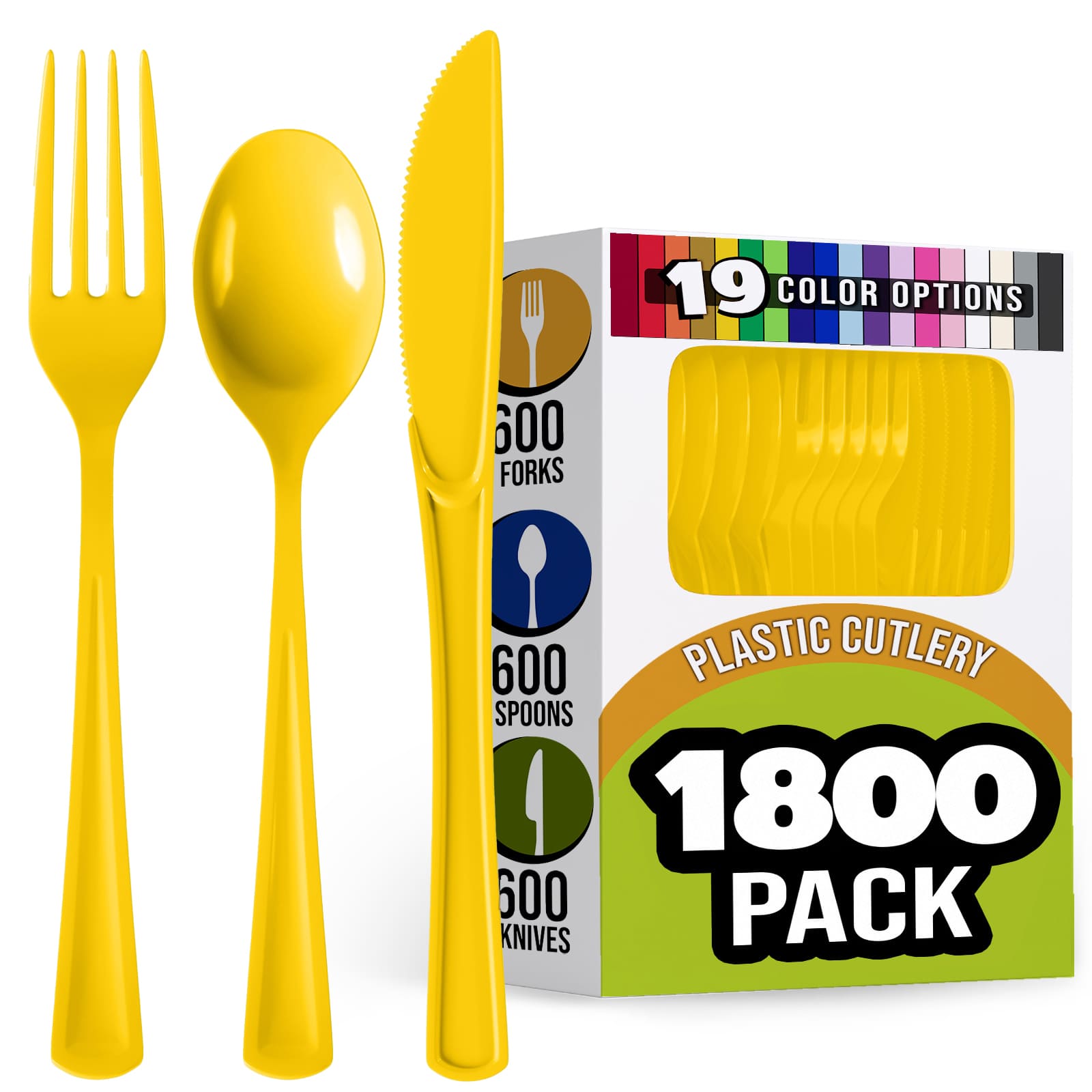 Yellow Cutlery Combo Set | 600 Forks 600 Spoons And 600 Knives - 7.5 i