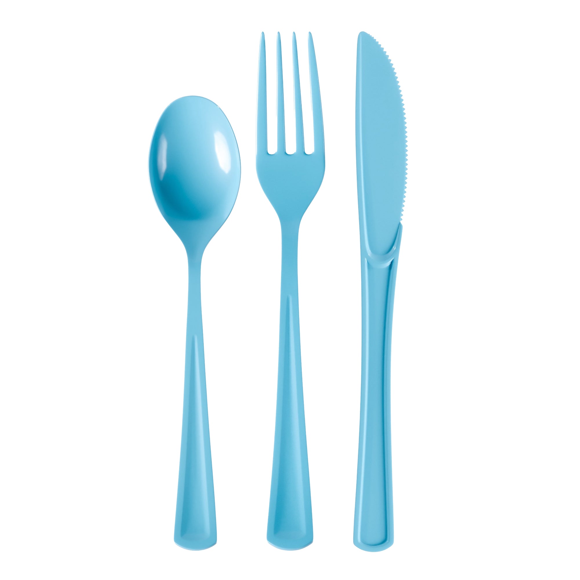 Heavy Duty Plastic Light Blue Cutlery Combo Pack - 24 Ct.