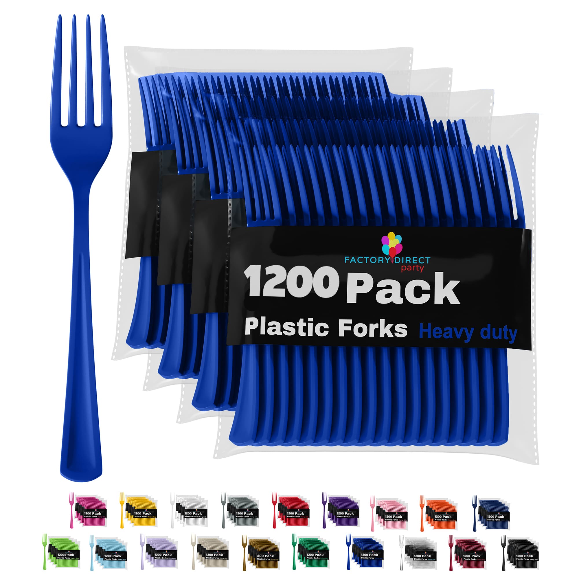 Heavy Duty Dark Blue Plastic Forks - 7.5 in. | Case of 1200