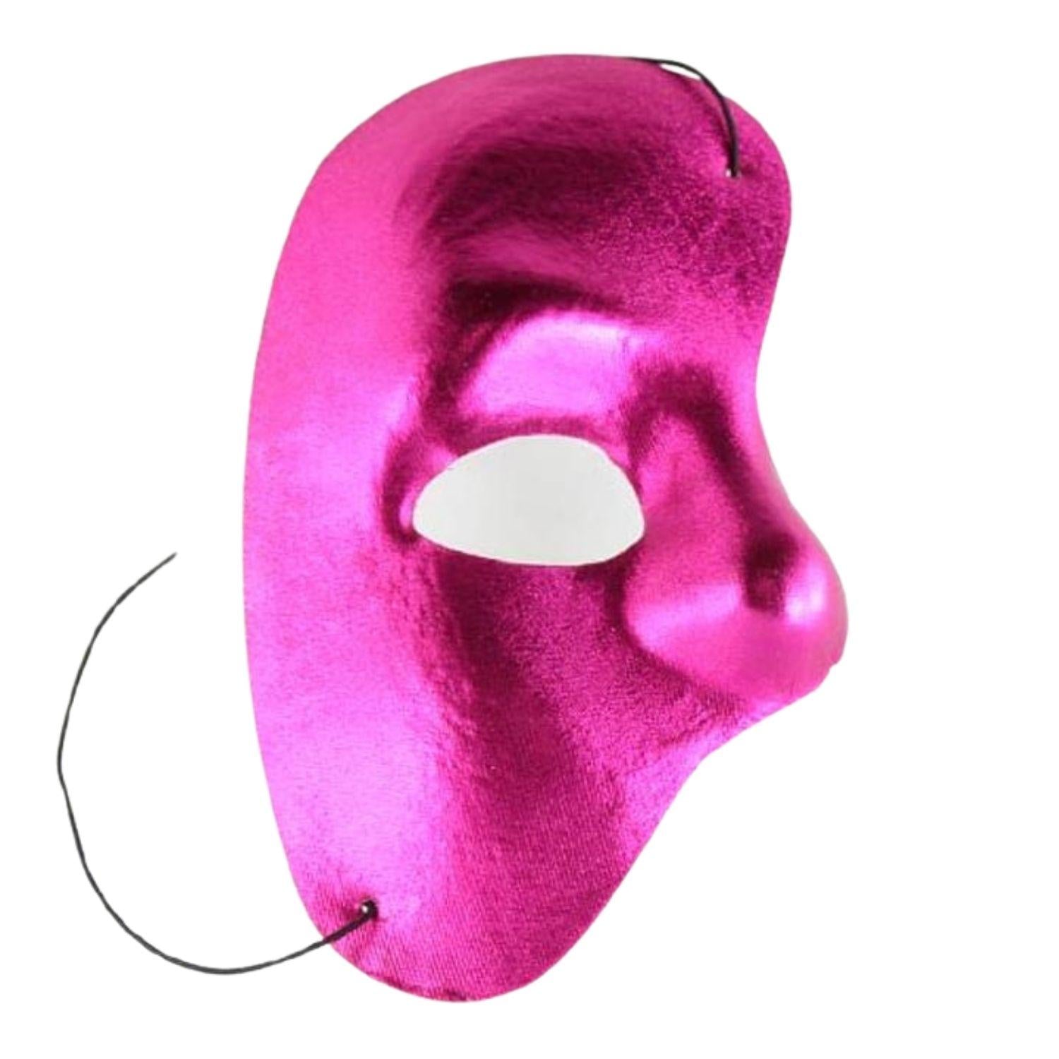 Cerise Satin Partial-Face Mask For Parties