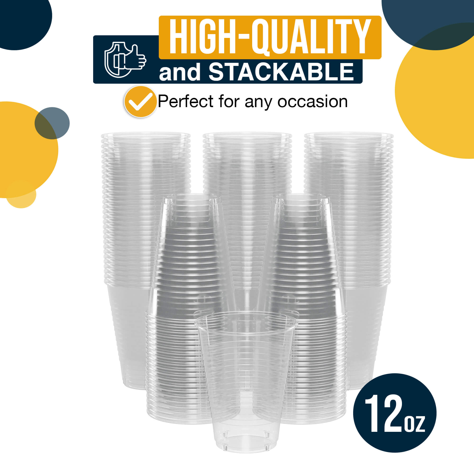 12 Oz. Clear plastic cups - 50 Ct.