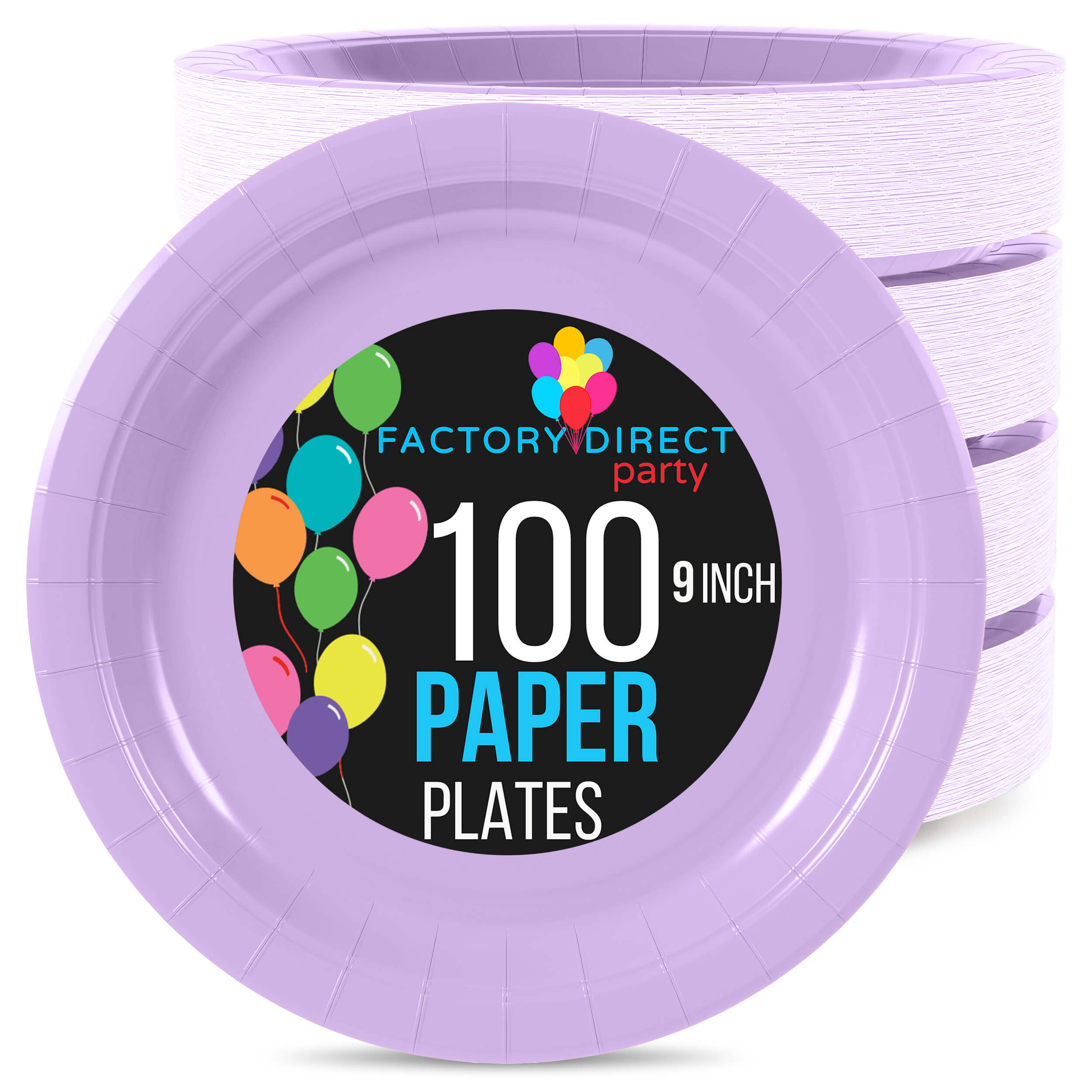 100 Count 9 In. Lavender Paper Plates | Factory Direct Party