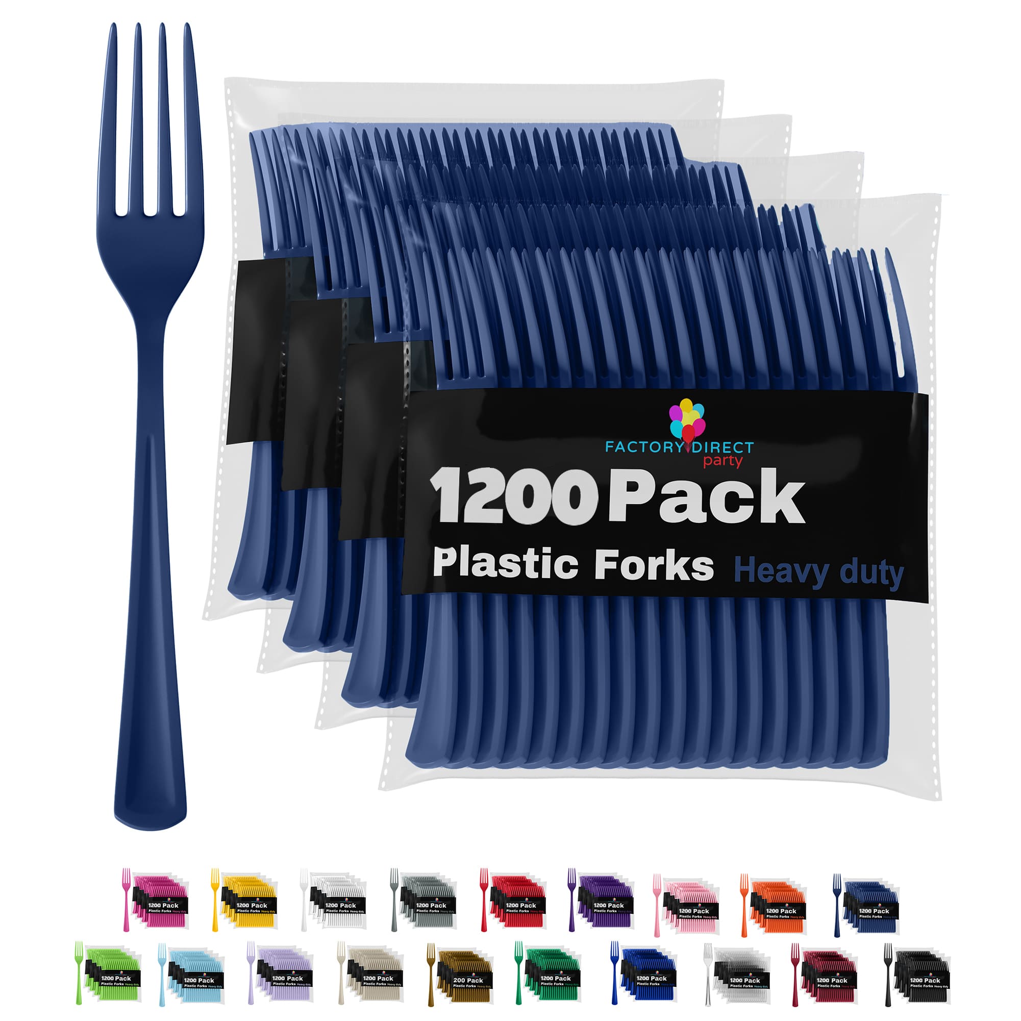 Heavy Duty Navy Plastic Forks | Case of 1200