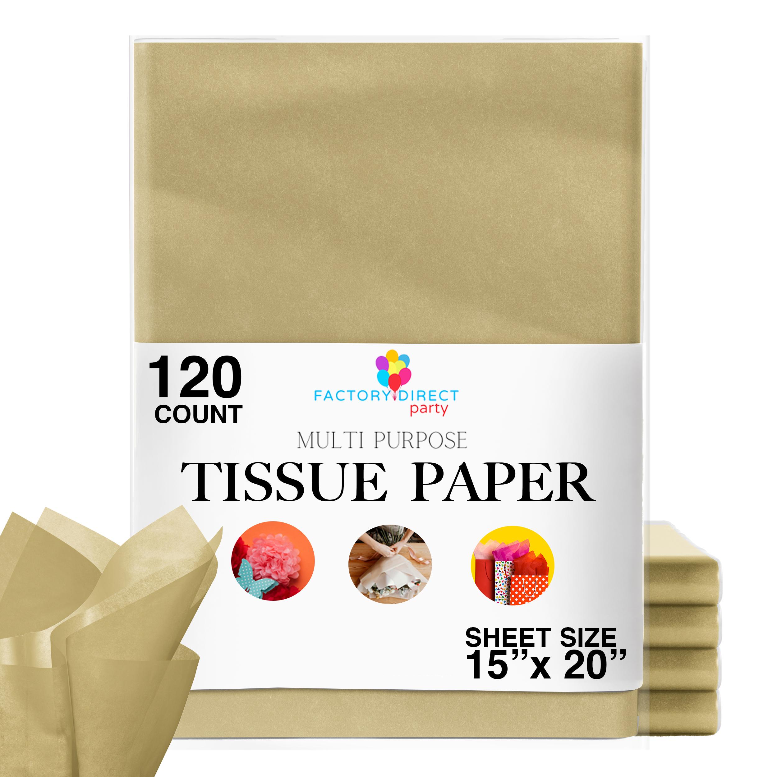 15" x 20" Gold Tissue Paper - 120 Ct. | Factory Direct Party