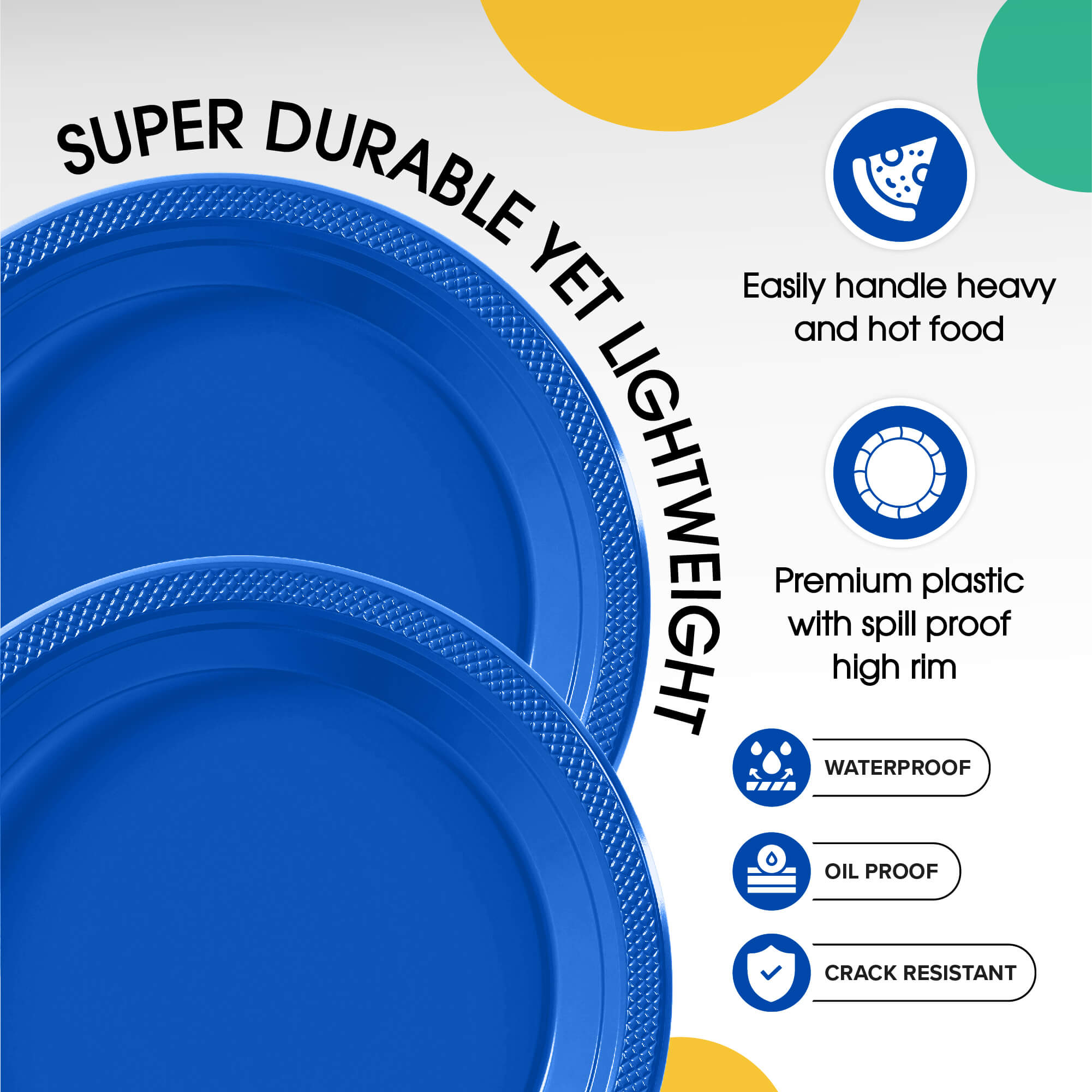 7 in. Dark Blue bulk pack plastic plates 50 Ct.