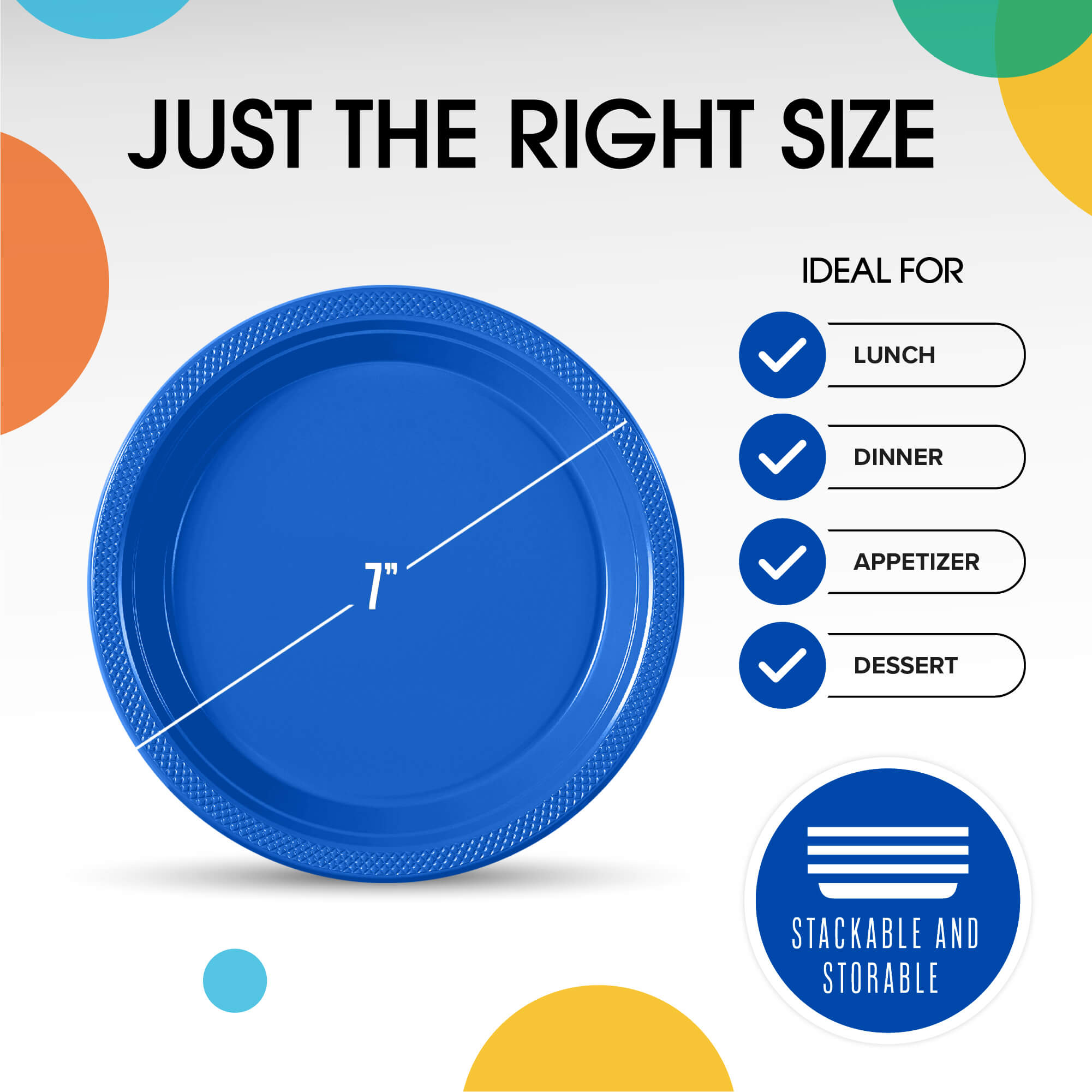 7 in. Dark Blue bulk pack plastic plates 50 Ct.