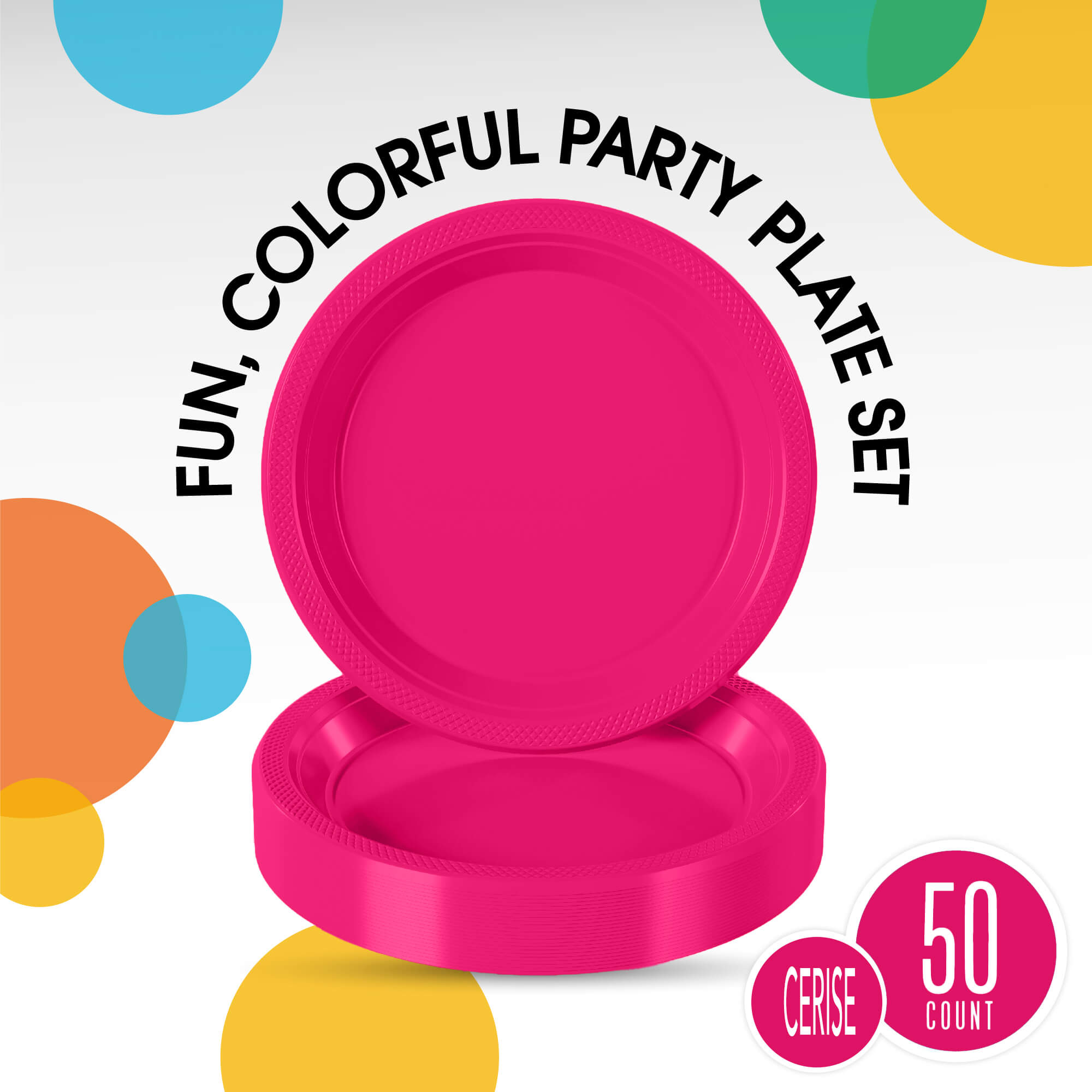 Bulk 10 In. Hot Pink Plastic Plates | 50 Ct.