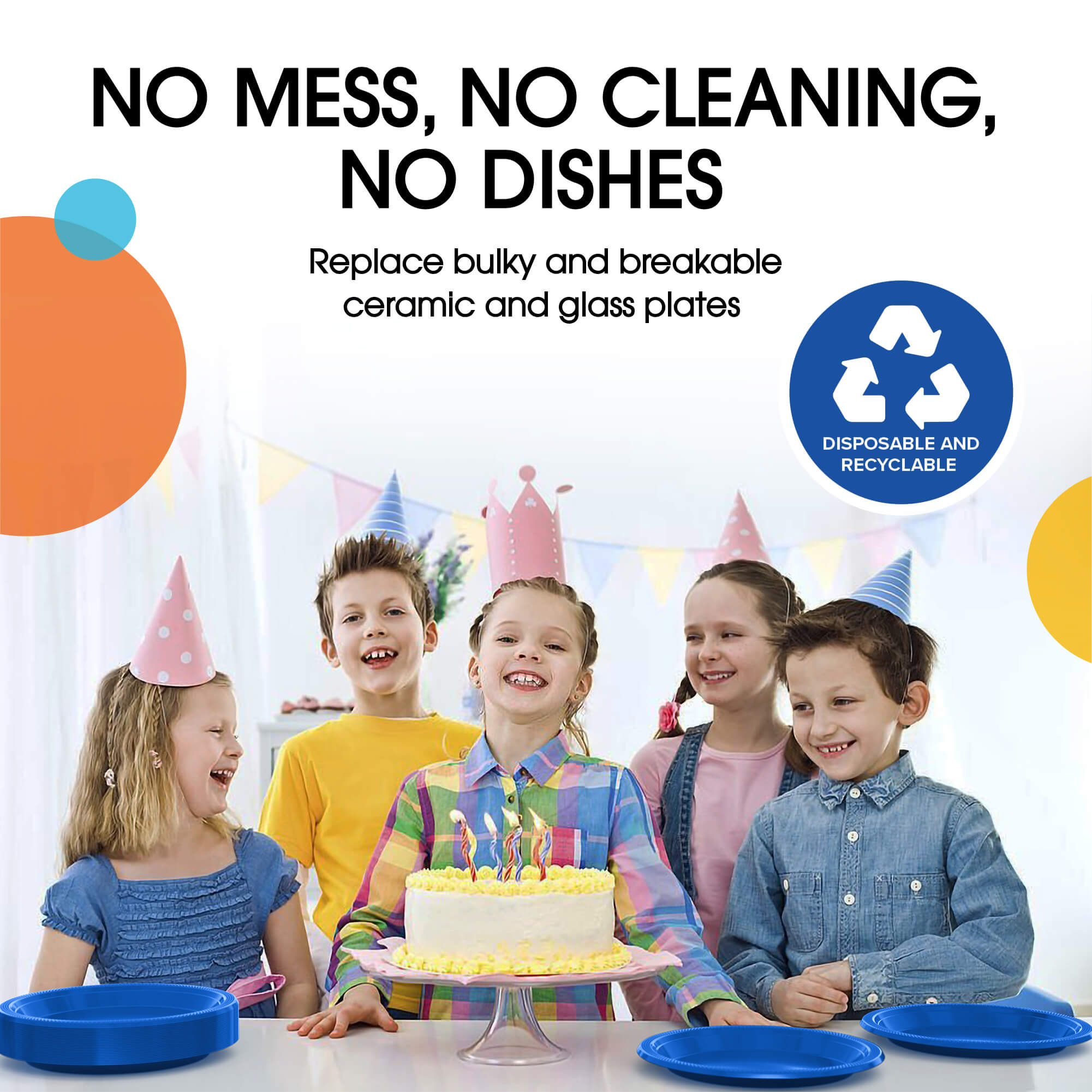 9in. Dark Blue bulk pack plastic plates 50 Ct.