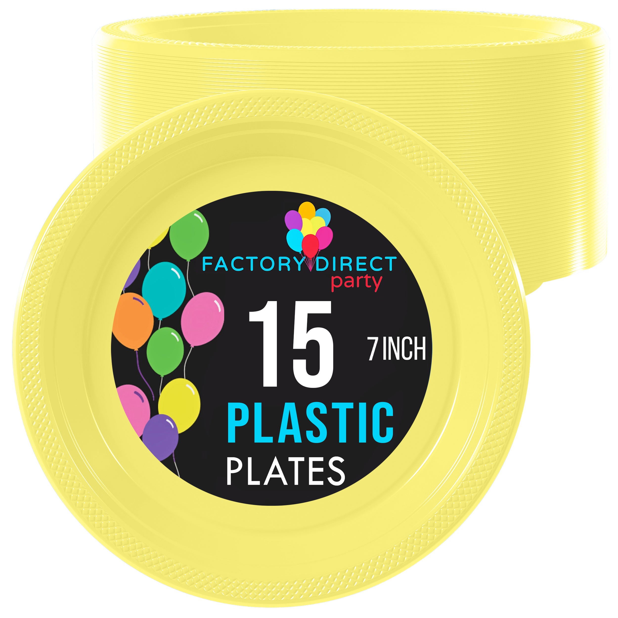 Light Yellow Plastic Plates - 15 Ct.