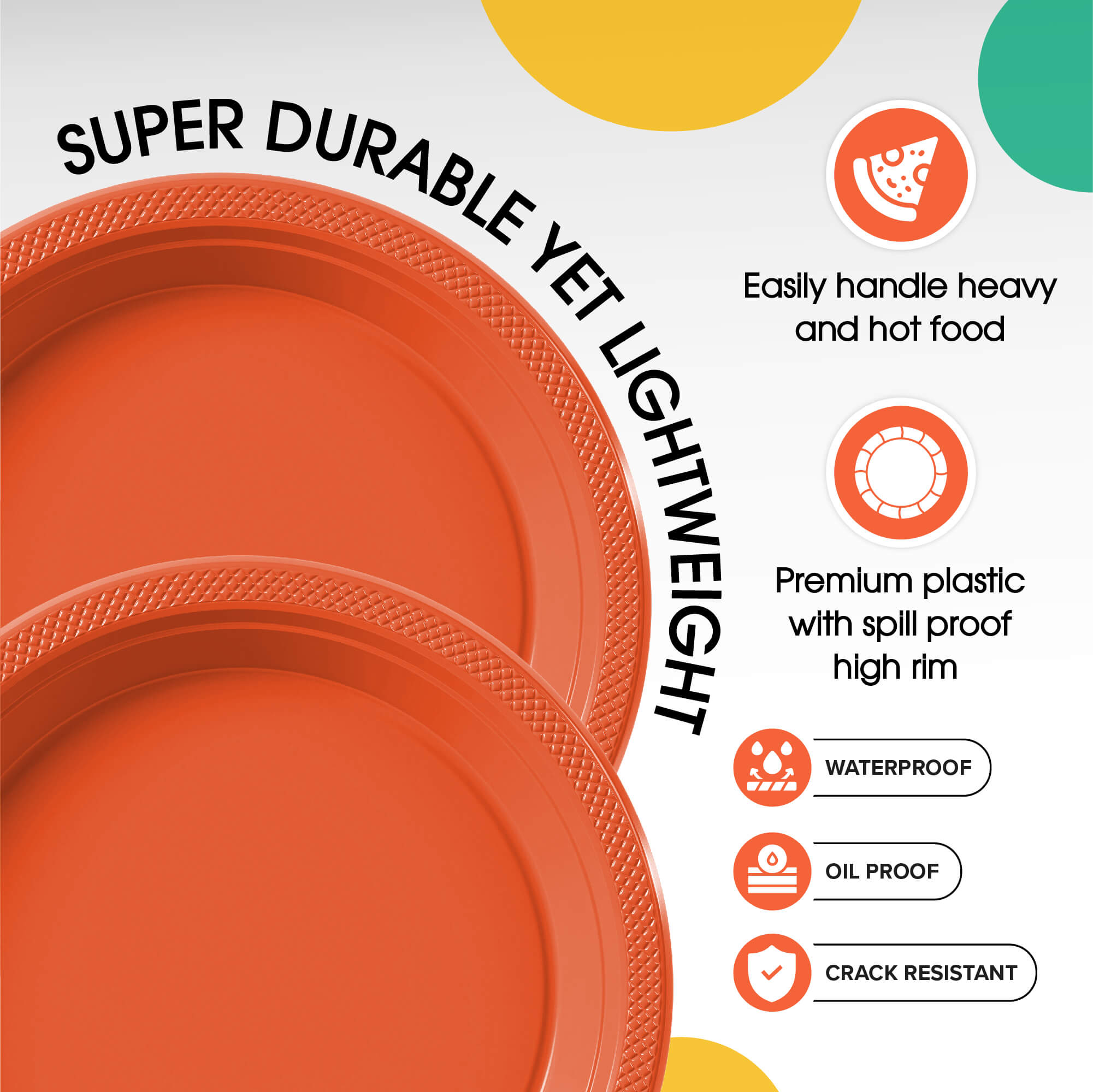 7 In. Orange Plastic Plates