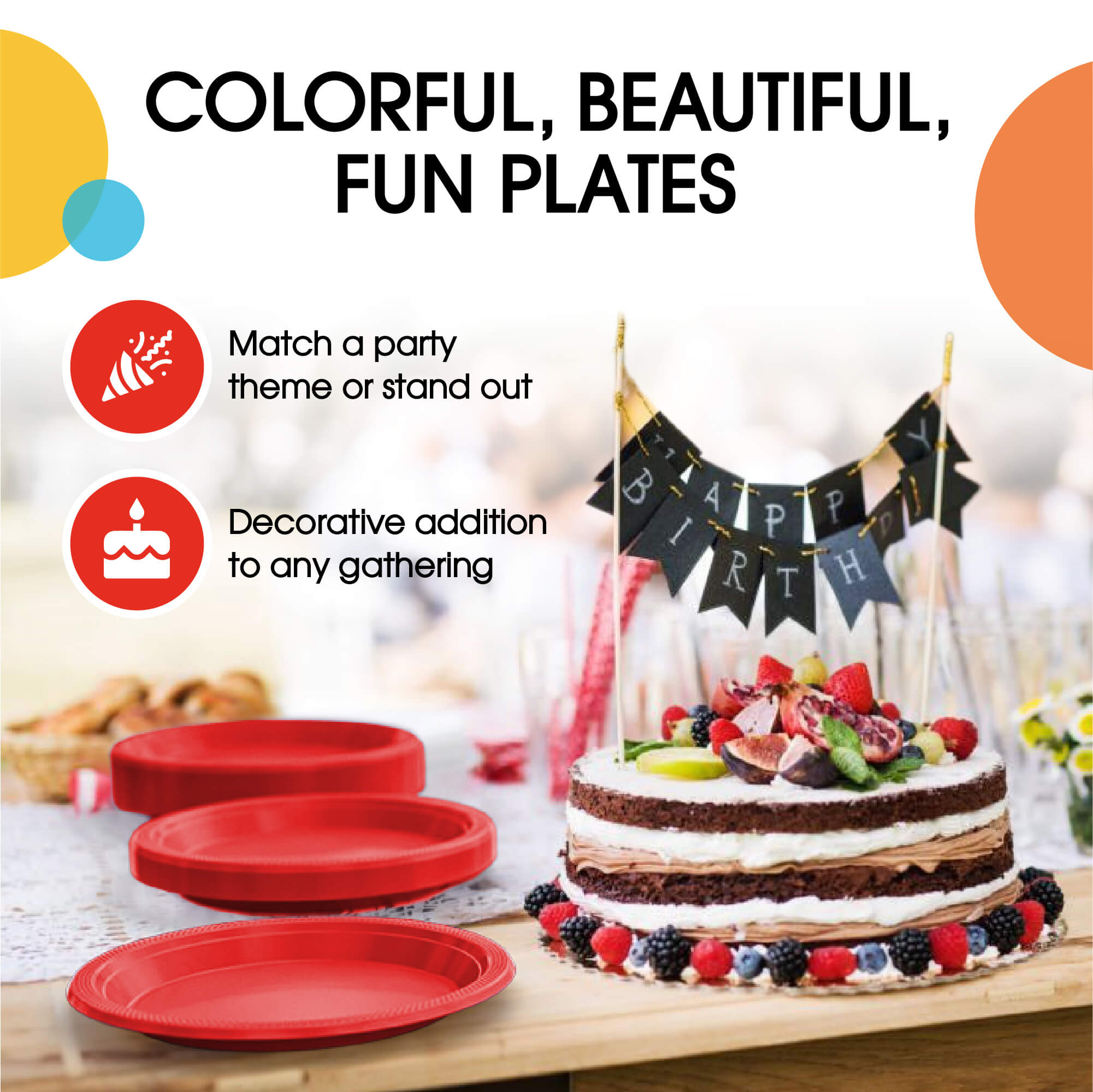9in. Red bulk pack plastic plates 50 Ct.