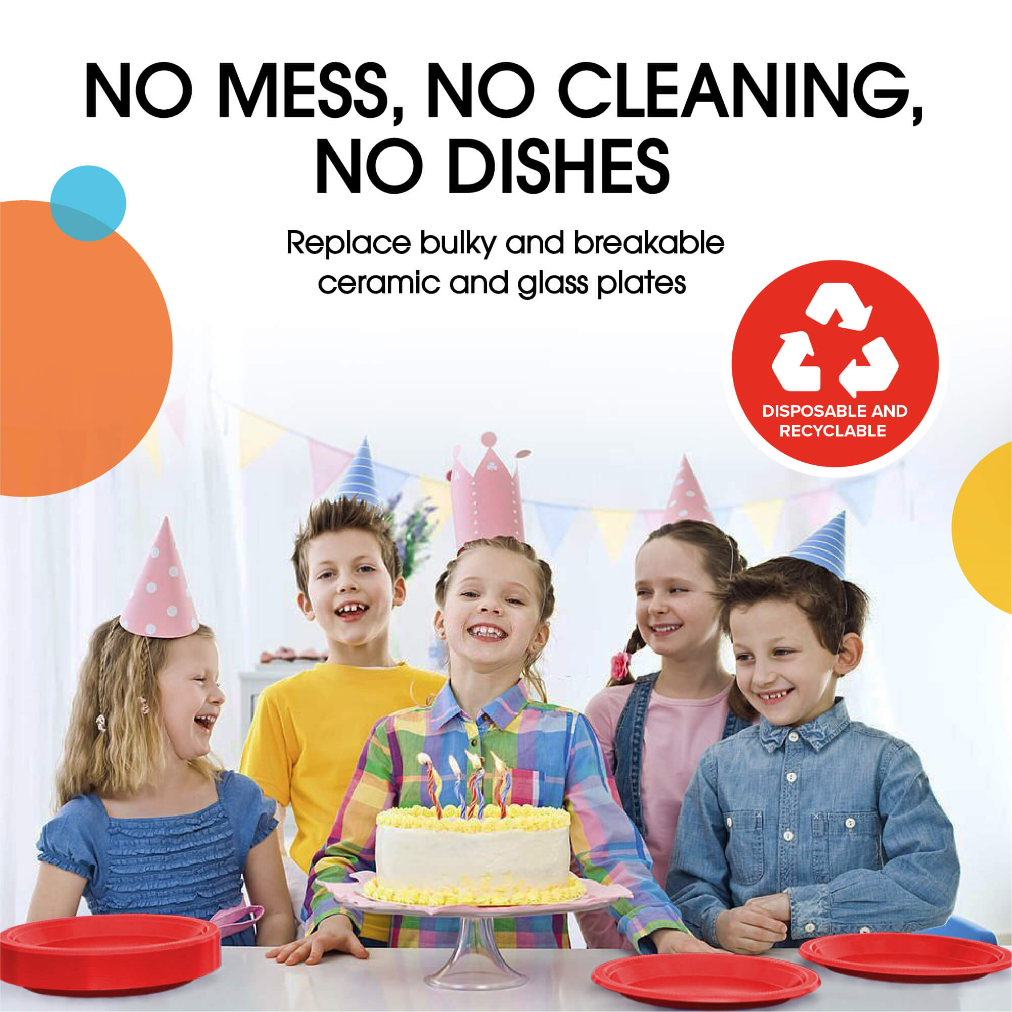 9in. Red bulk pack plastic plates 50 Ct.