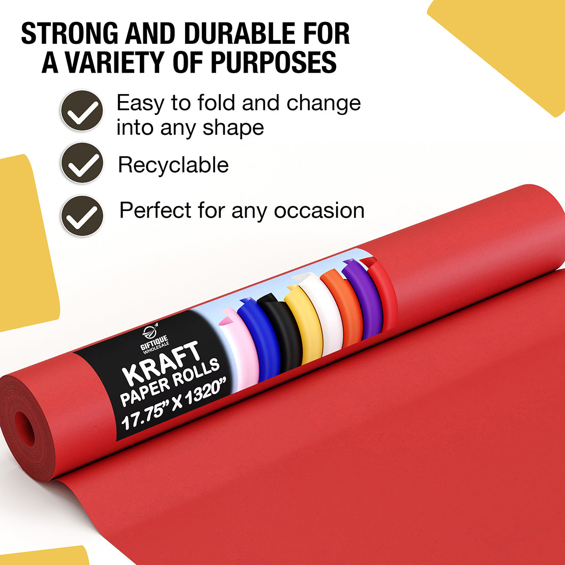 17.75In x 110Ft Red Craft Paper Roll | Factory Direct Party