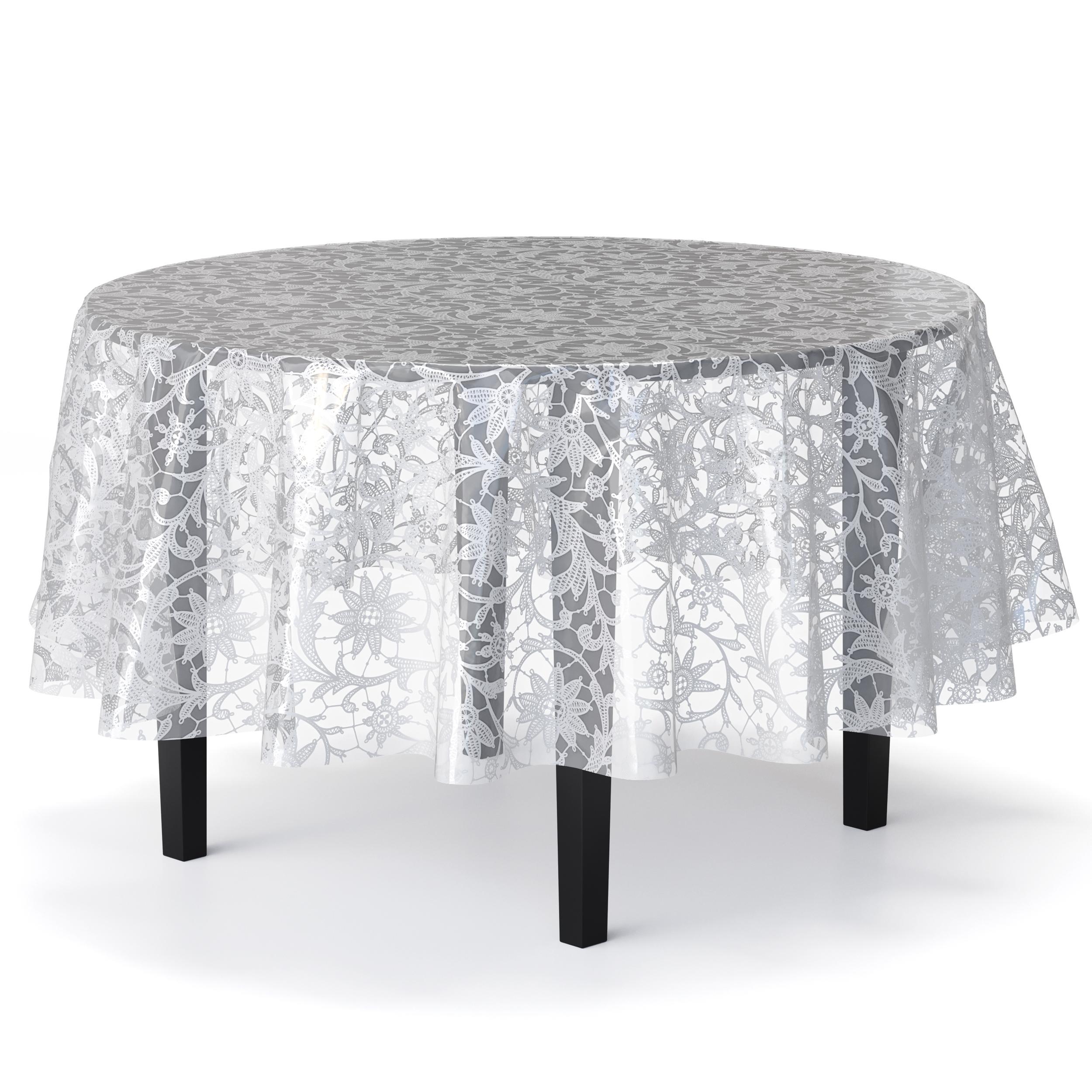 Round White Lace Plastic Tablecloth