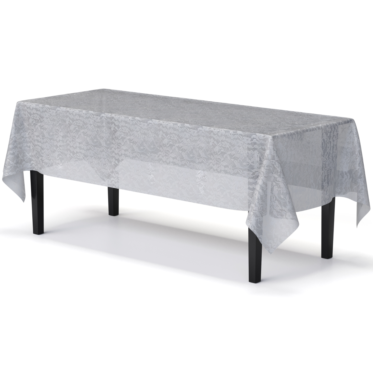 Silver Floral plastic table cover
