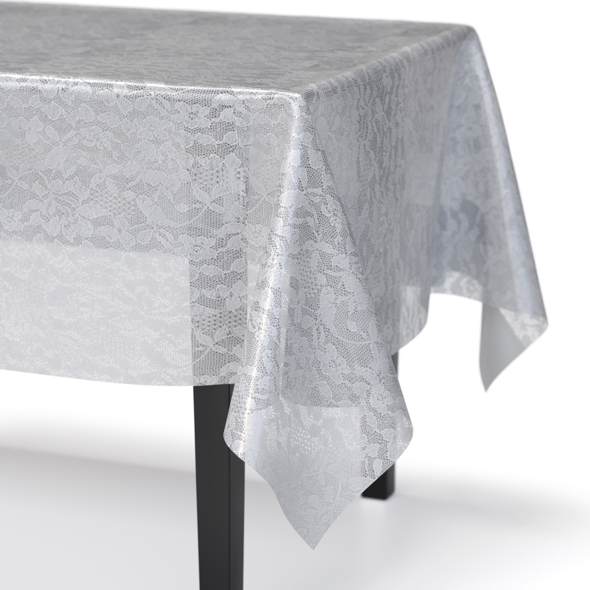 Silver Floral plastic table cover