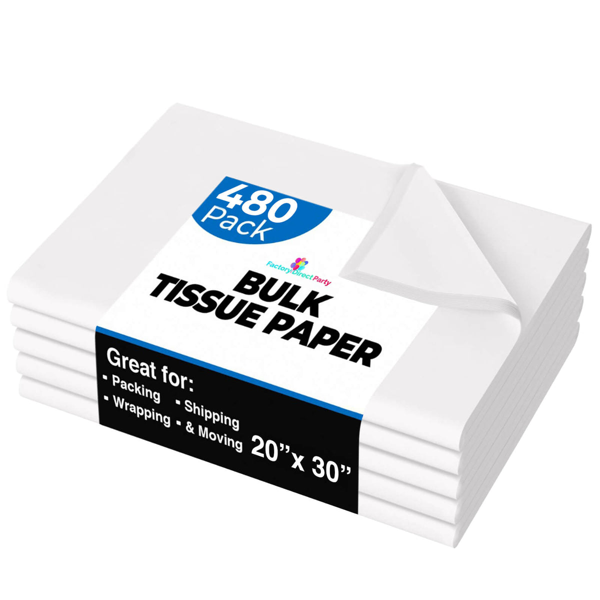20" x 30" White Tissue Paper - 480 Ct. | Factory Direct Party