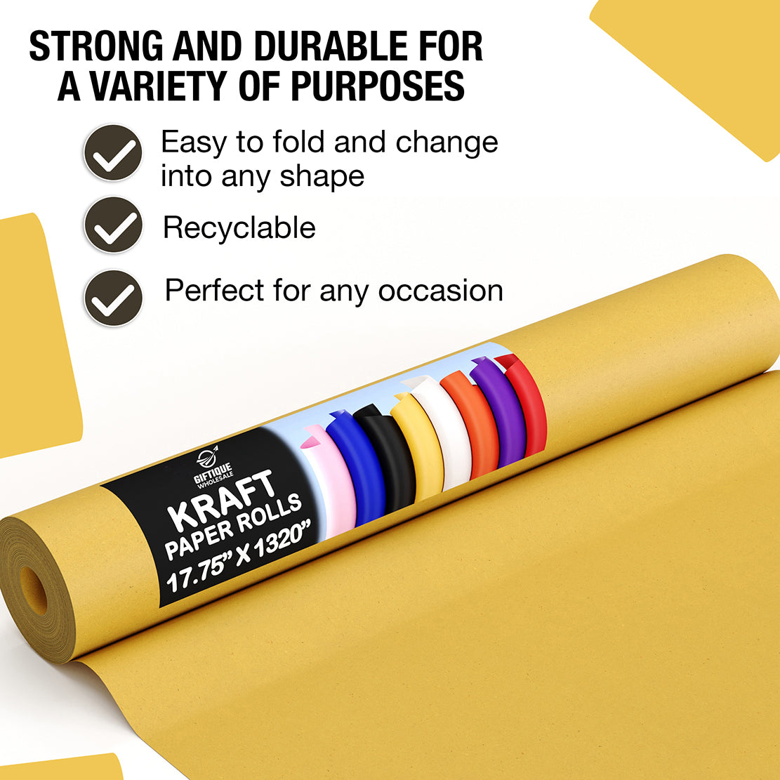 17.75 x 110 Yellow Craft Paper Roll | Factory Direct Party