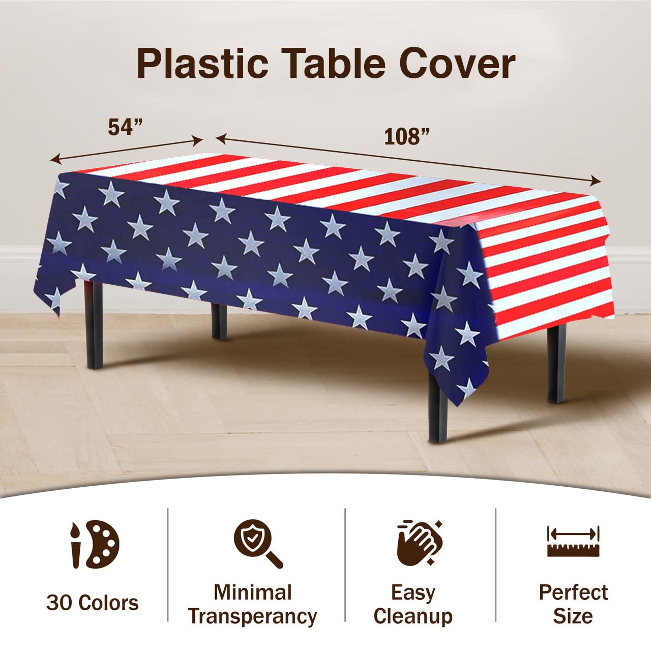 Bulk American Flag Party Tablecloth