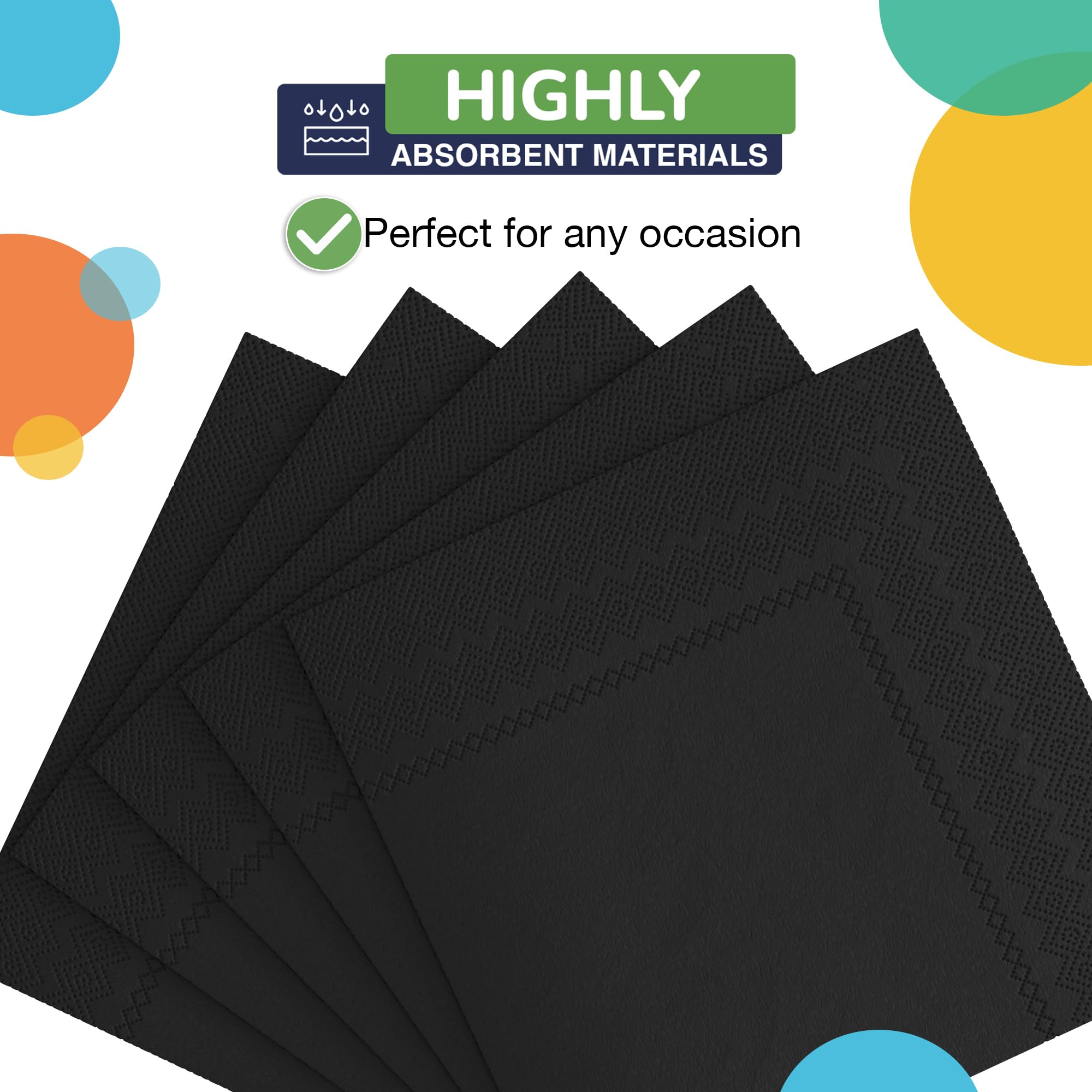 Black Beverage Napkins - 50 Ct.