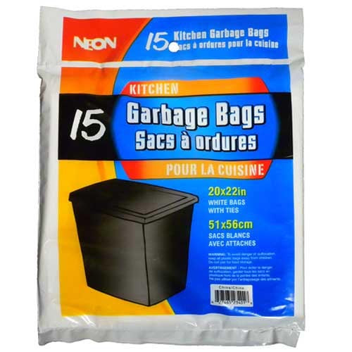 White Kitchen Garbage Bag | 15 Count