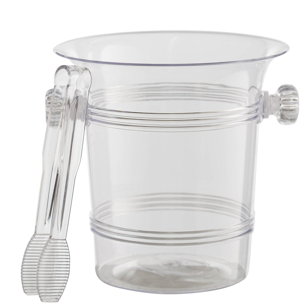Clear Plastic Ice Bucket With A Tong For Parties