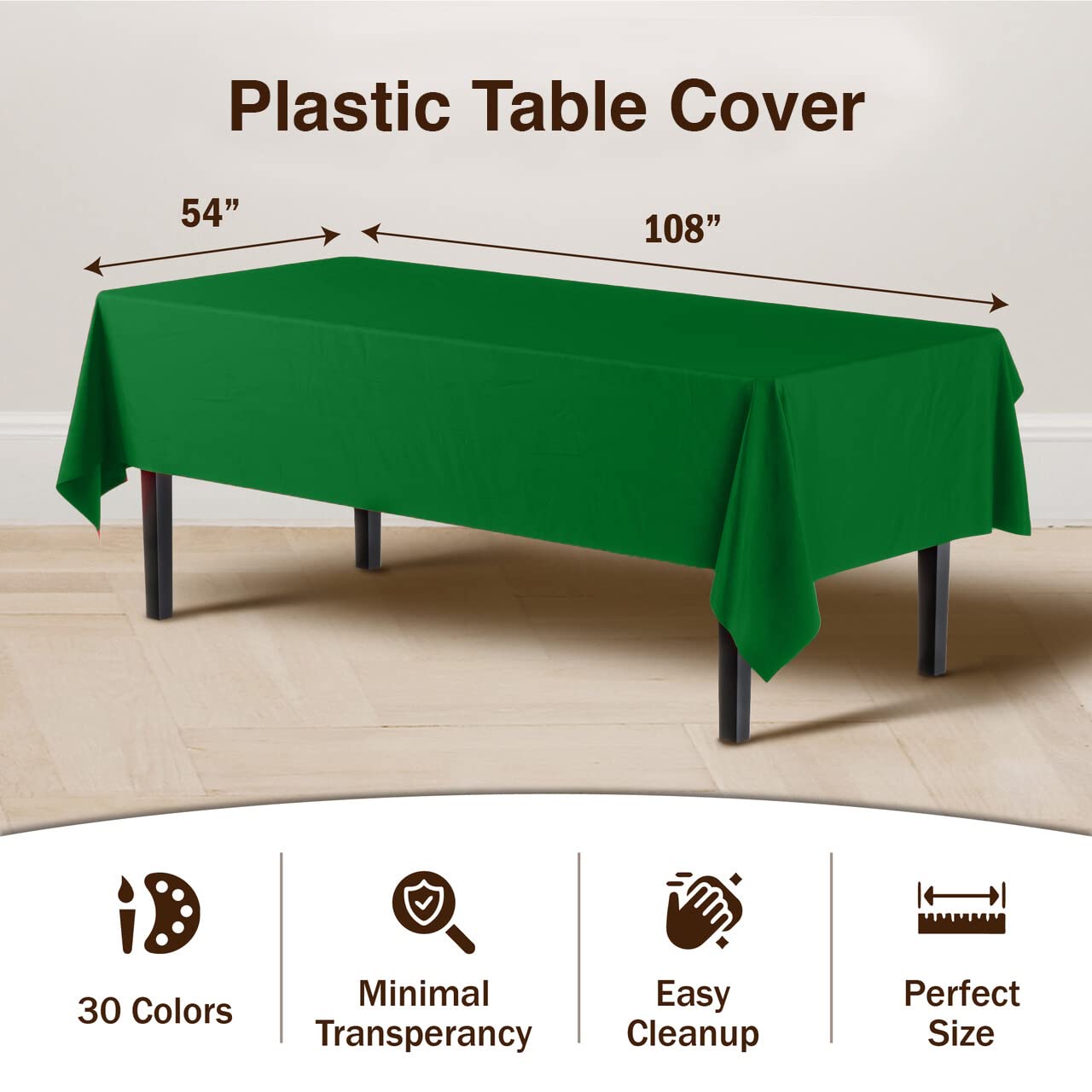 Emerald Green Plastic Tablecloth