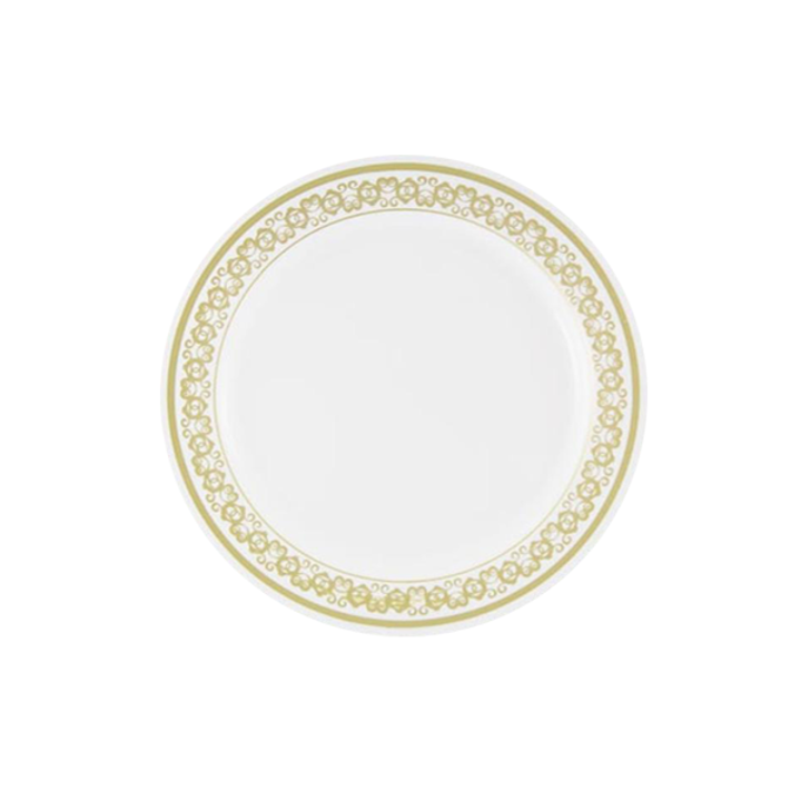7 In. Elegant Gold Filigree Design Plastic Plates - 10 Ct.