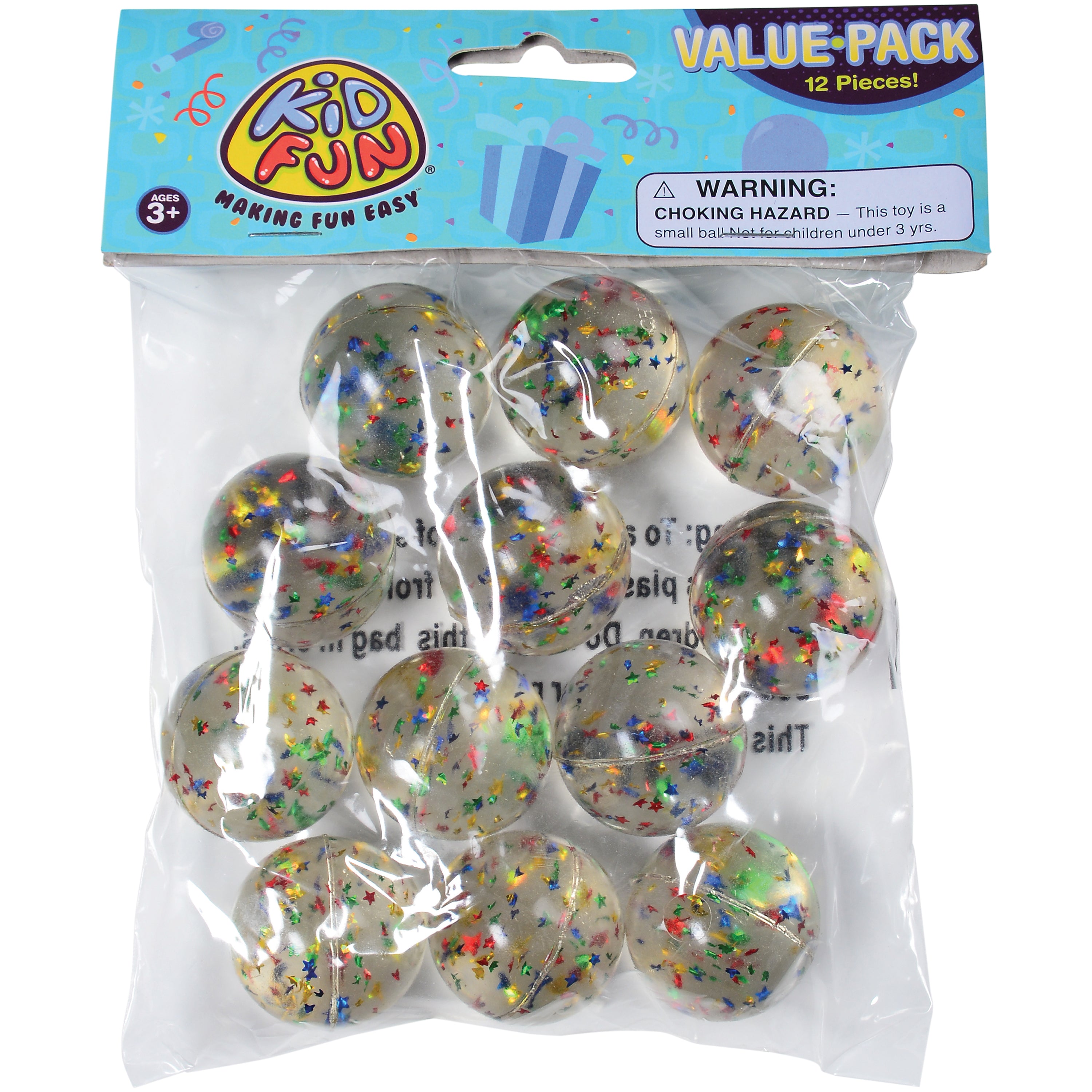 Glitter Balls W/Stars/35Mm - 12 Count