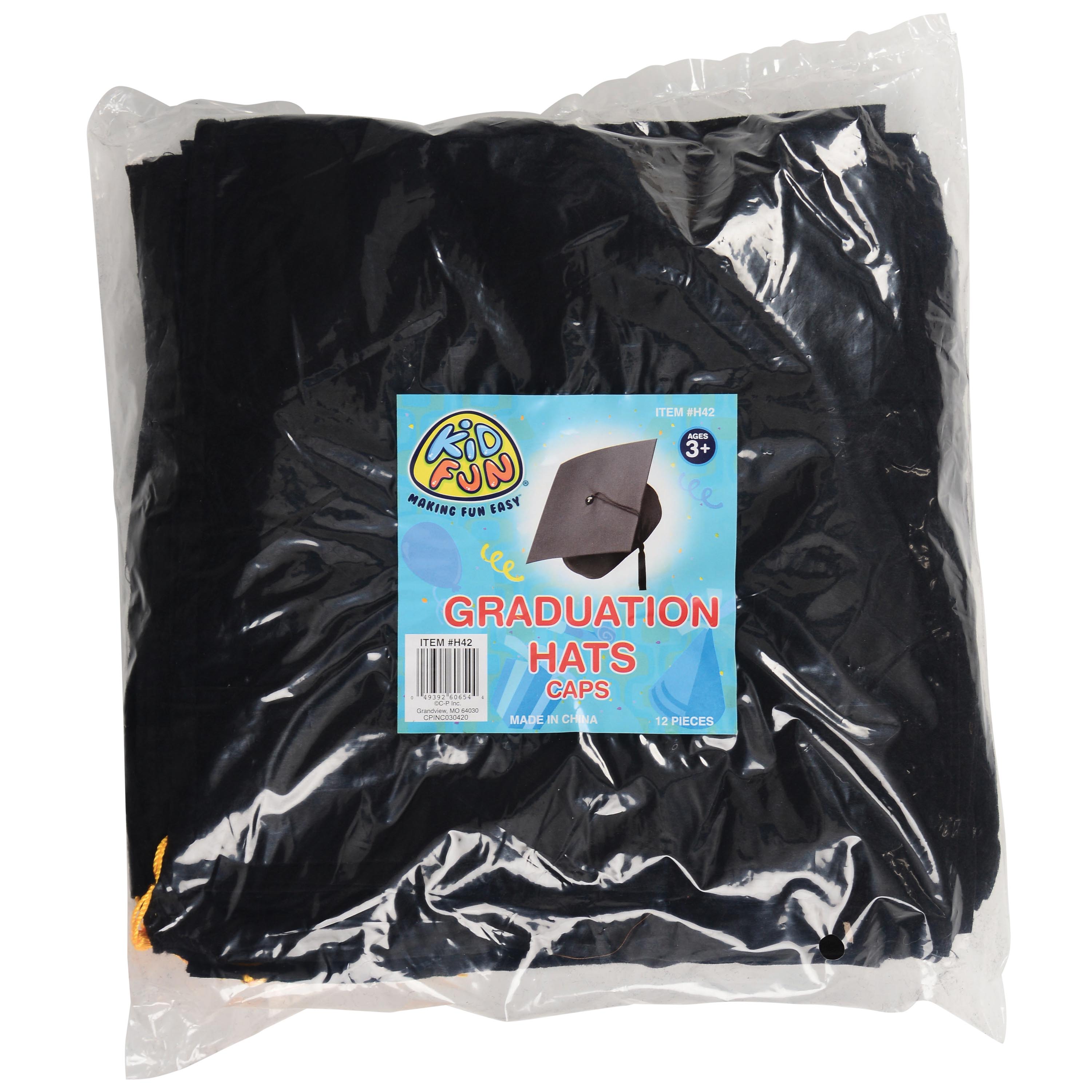 Black Graduation Caps - 12 Count