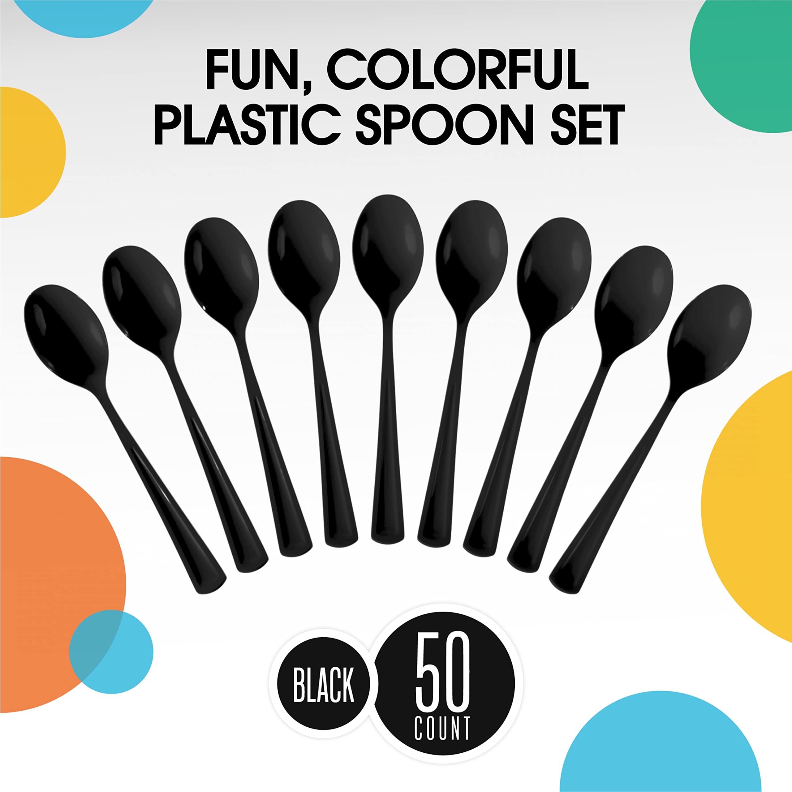 Black Plastic Spoons 50 Count