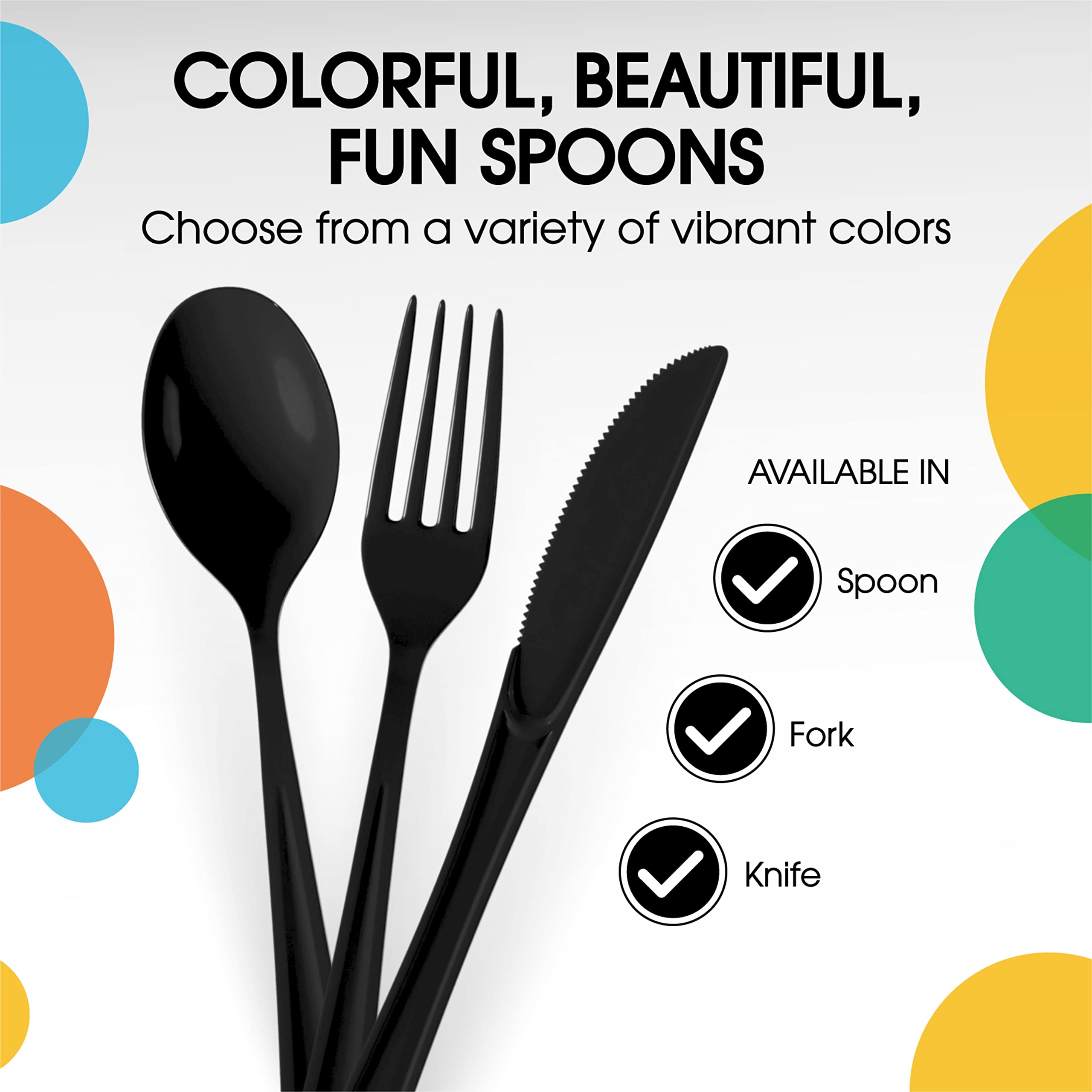 Black Plastic Spoons 50 Count